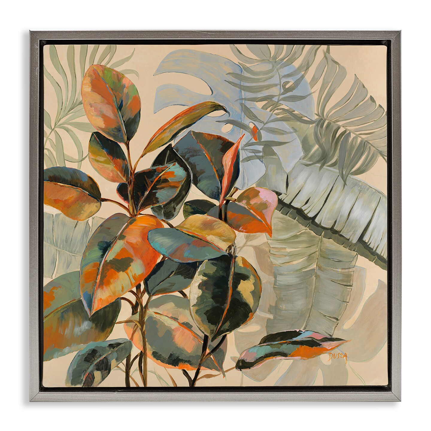 Stupell Industries Tropical Foliage Warmth Floating Frame Design by ...