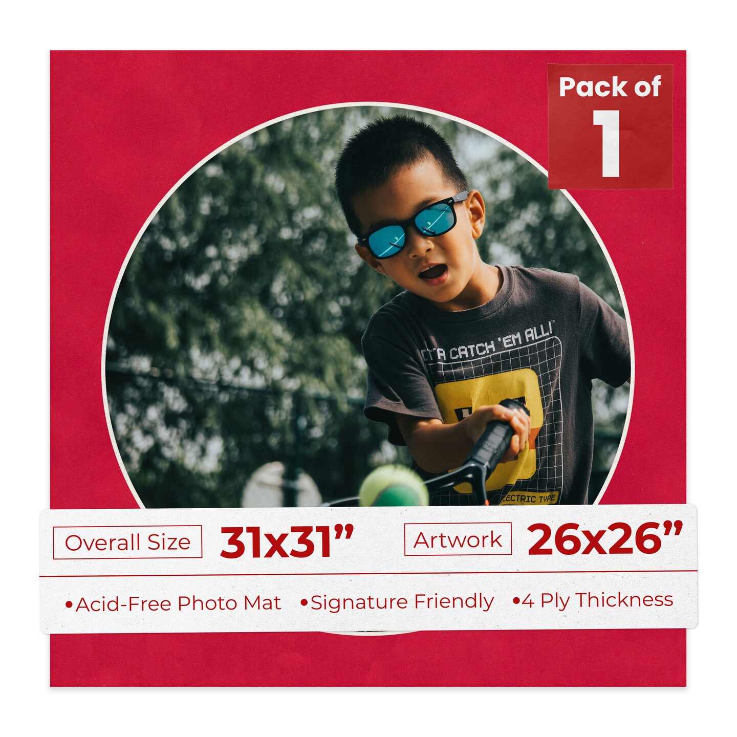 Cherry Red Suede Mat Board for 31x31 Frames - Circle Opening for 26x26 ...