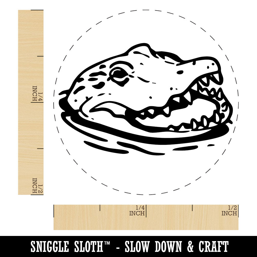 Sneaky Alligator Head Sticking Out Water Swamp Self-Inking Rubber Stamp ...