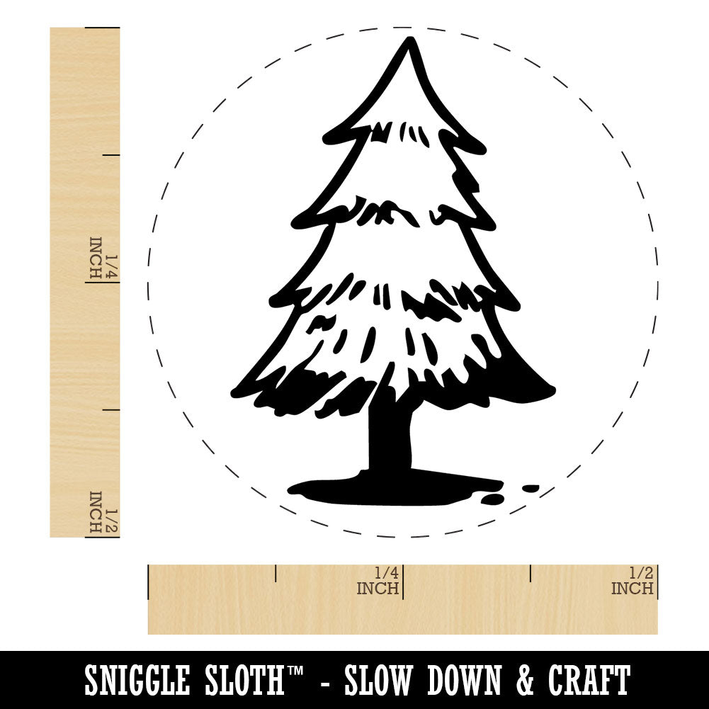 Hand Drawn Pine Tree Conifer Redwood Christmas Self-Inking Rubber Stamp ...