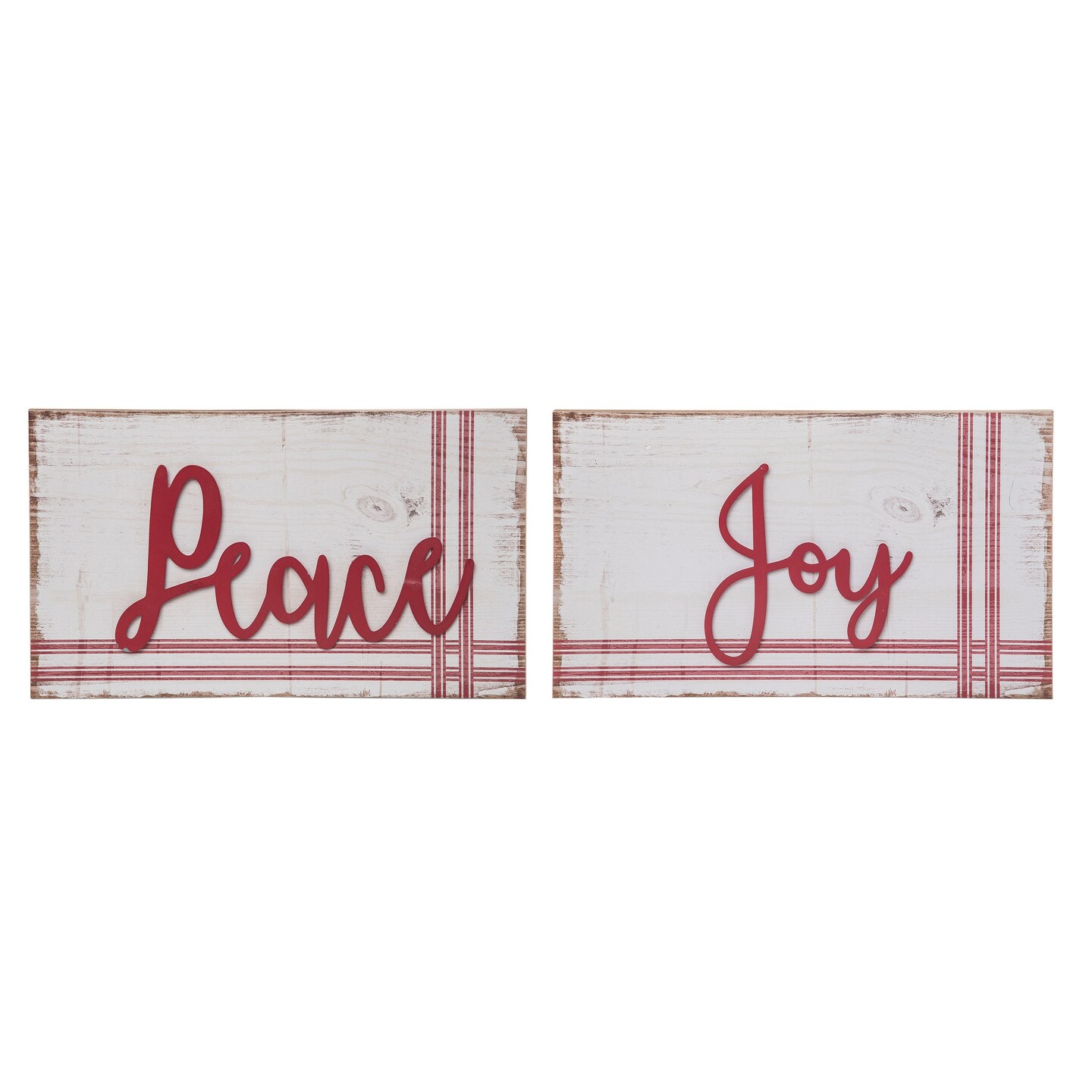 Wood Multicolored Christmas Ticking Stripe Block Decor Set | Michaels