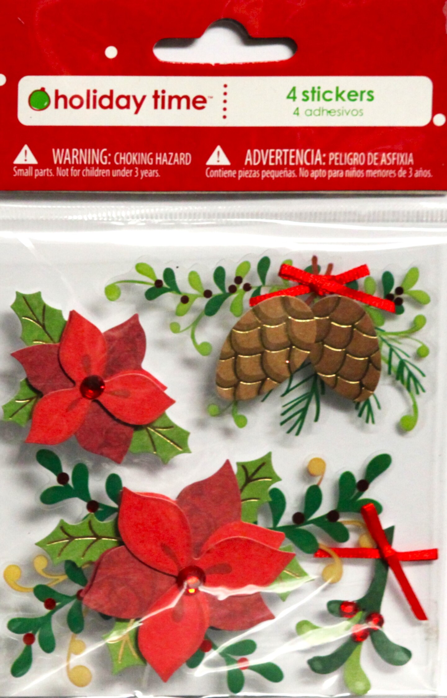 Designer Holiday Time Christmas Poinsettias And Pinecones Dimensional ...