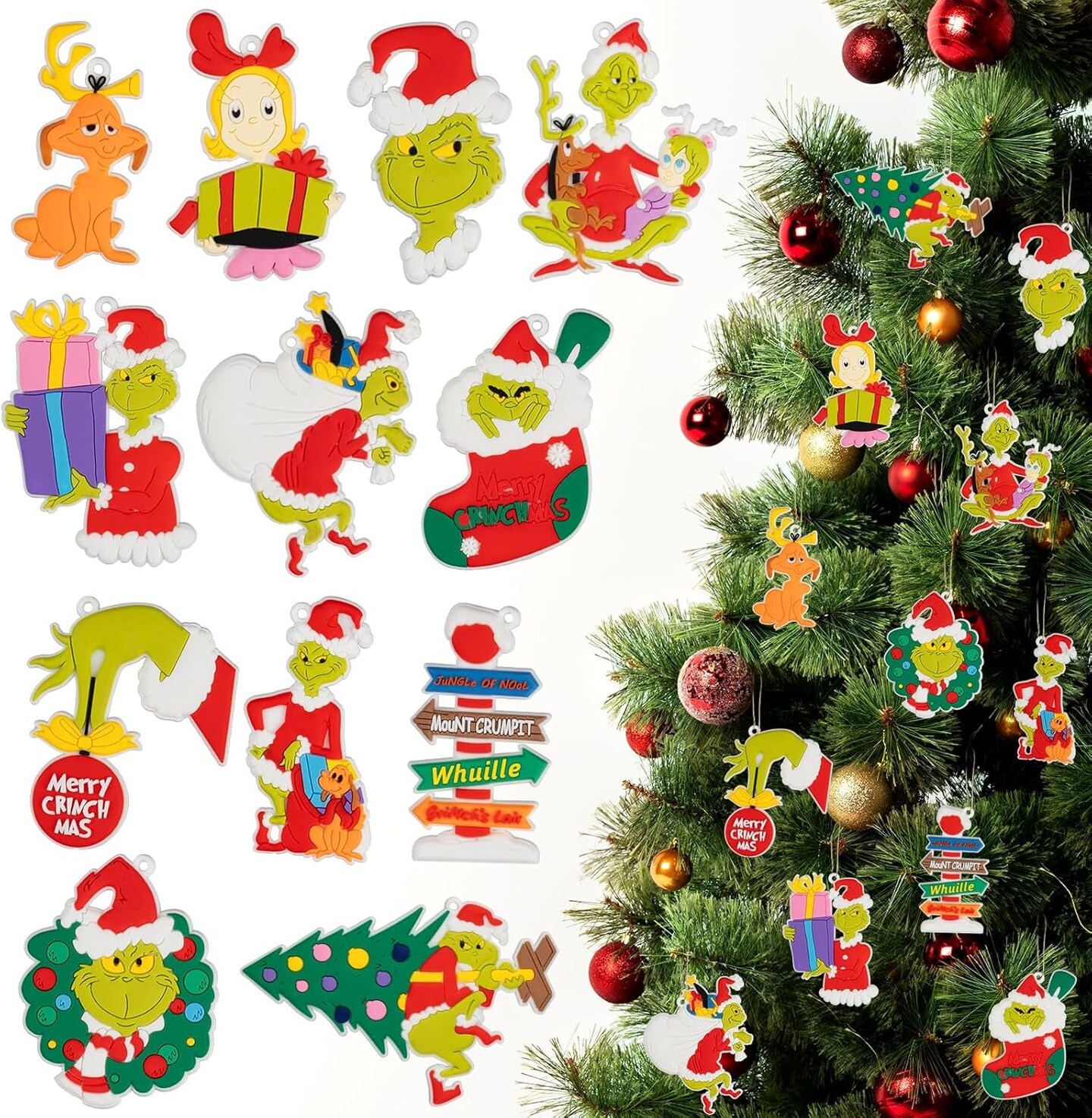 12Pcs Christmas Ornaments, Mini Tree Hanging Decorations Silicone Xmas ...