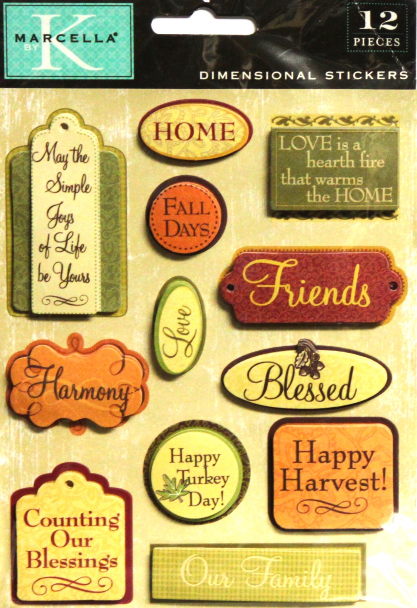 Marcella K By K & Company Autumn Spice Word Dimensional Stickers | Michaels