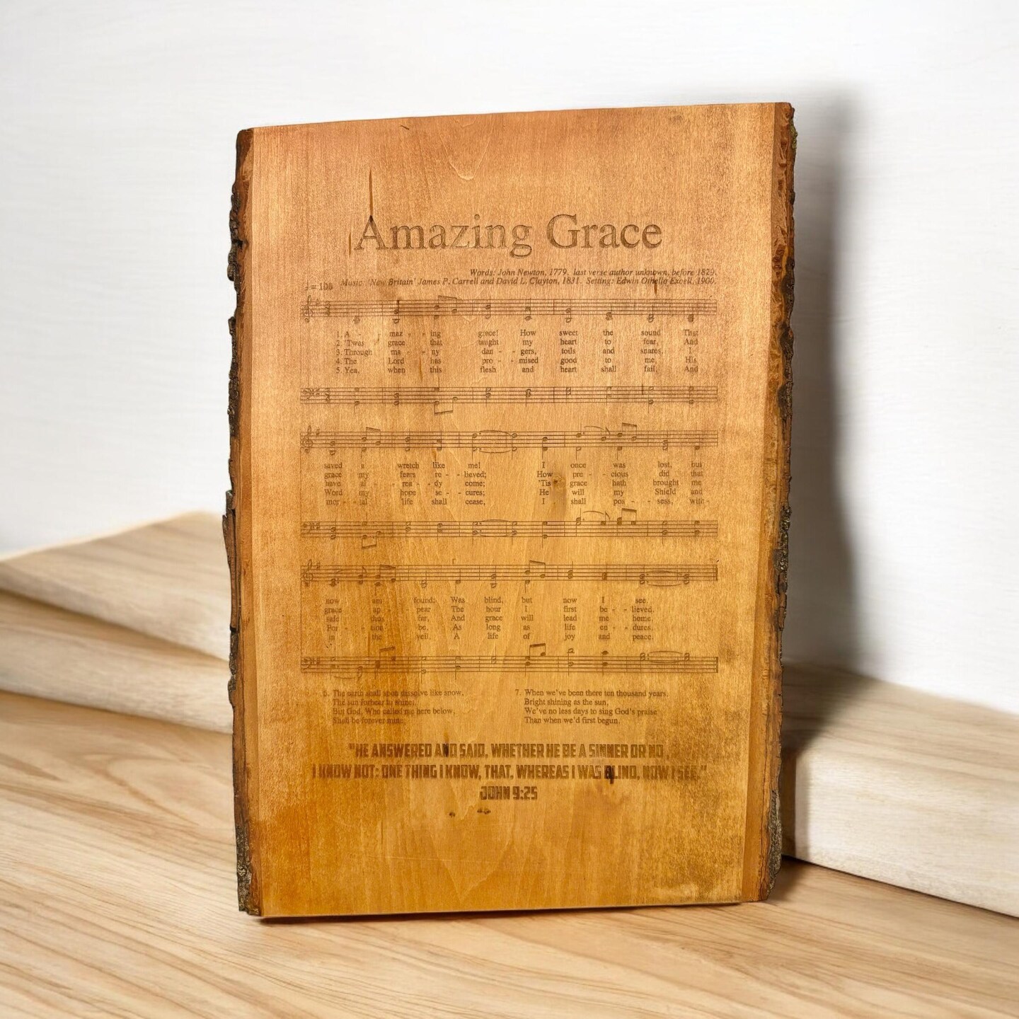 Amazing Grace Engraved on Live Edge Board | Rustic Farmhouse Christian ...