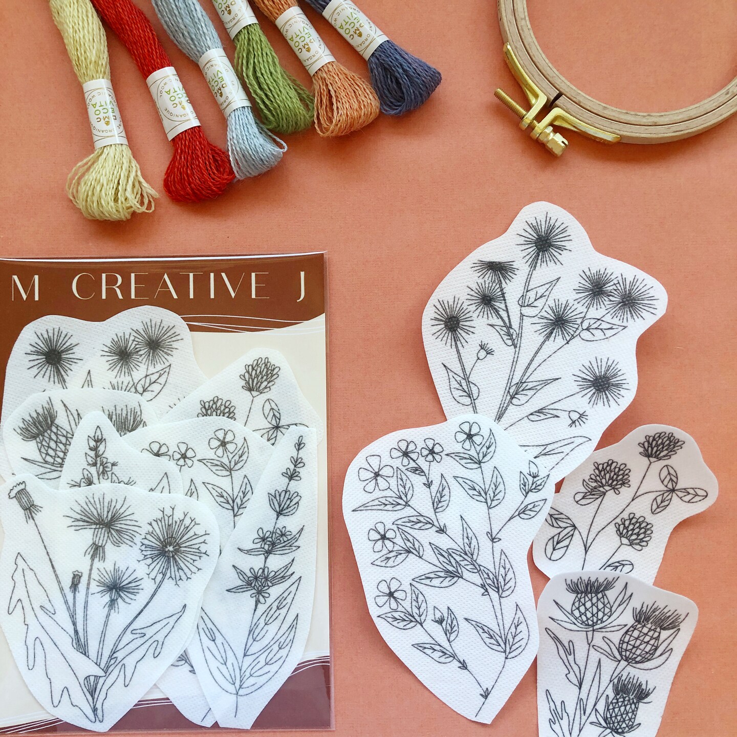 Unconventional Flowers - Peel Stick and Stitch Hand Embroidery Patterns ...