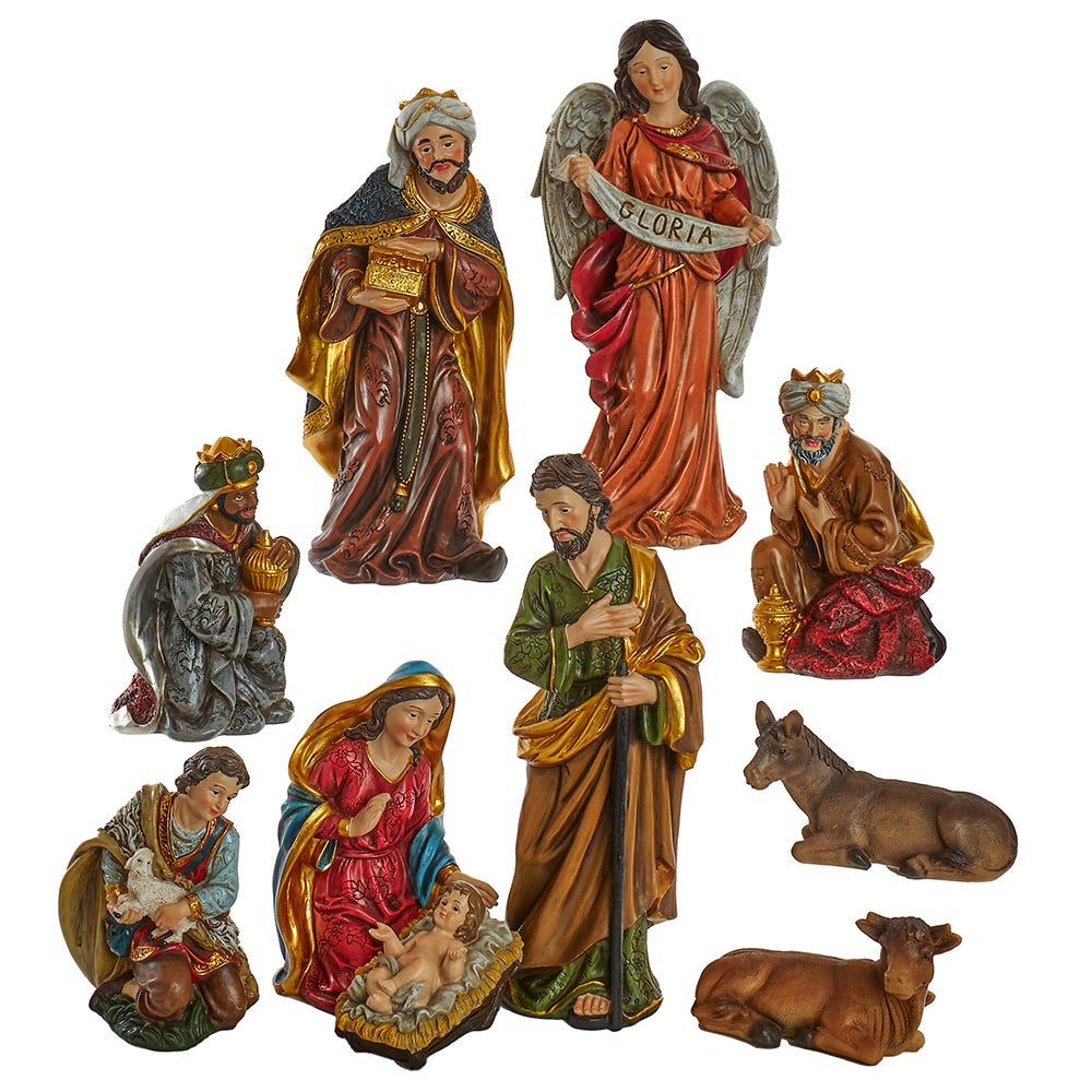 Kurt Adler 12.5-Inch Nativity Figurines Table Piece, 10-Piece Set ...