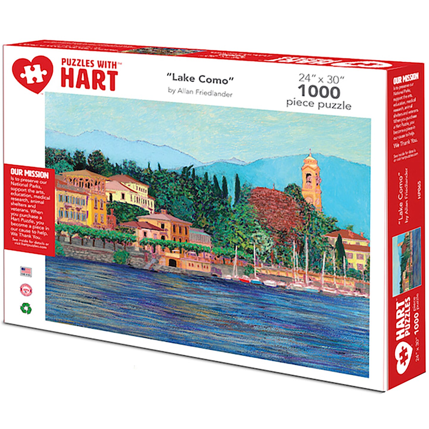 Hart Puzzles Lake Como by Allan Friedlander, 24 x 30 1000 Piece Puzzle ...
