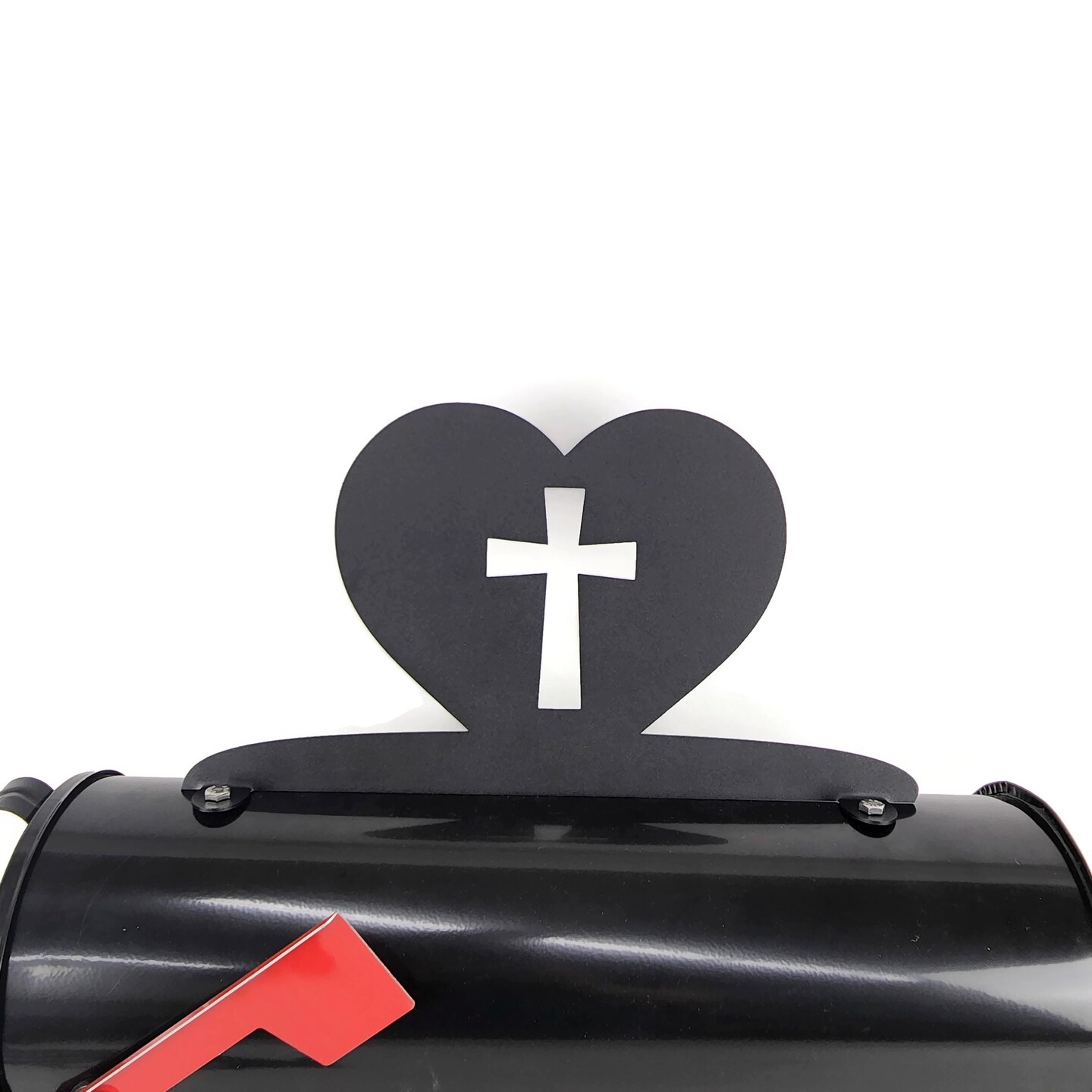Cross on a Heart Metal Mailbox Topper 7.5 Inches Tall - Does Not ...
