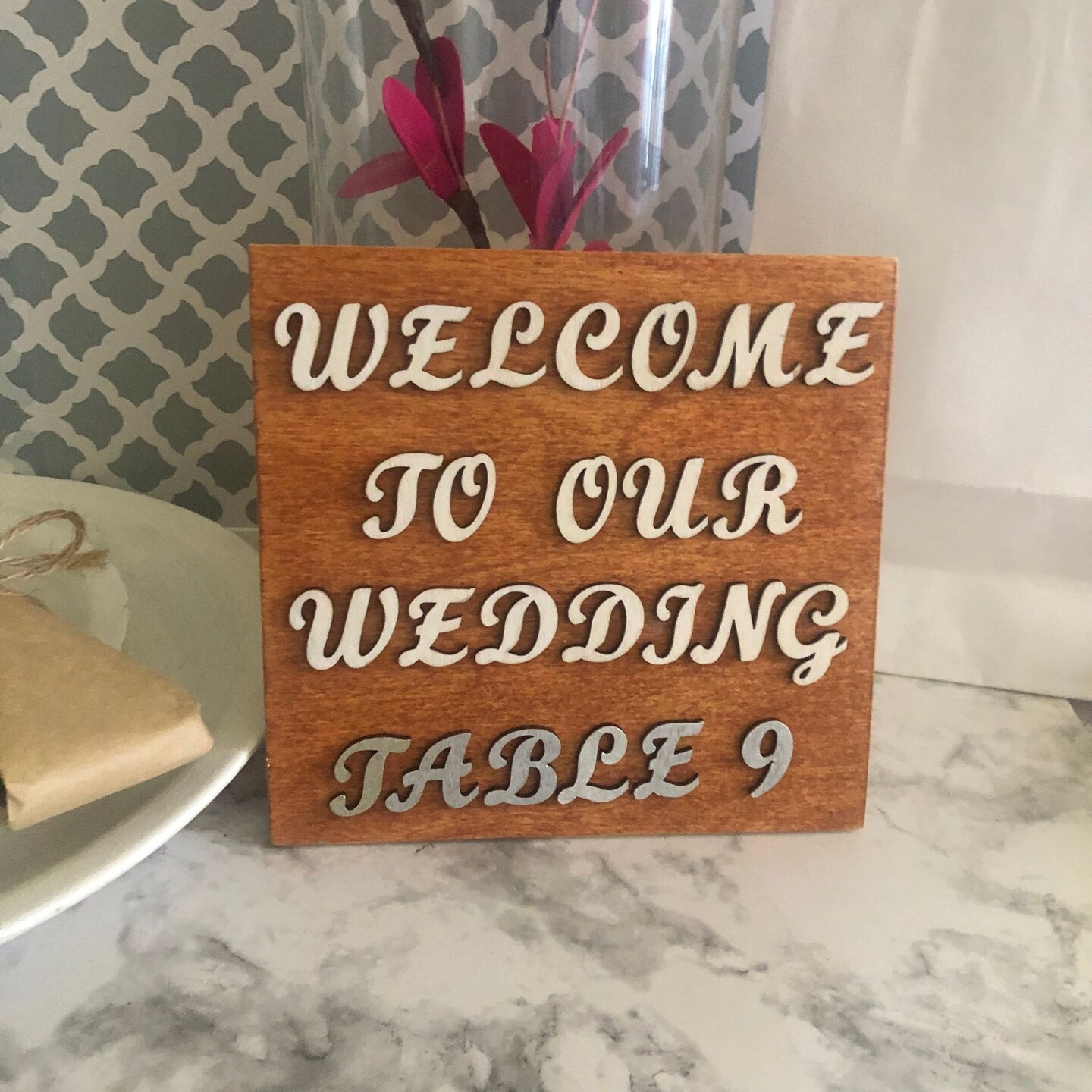 Wood Wedding Sign for Table, Rustic Wedding Welcome Sign with Table ...