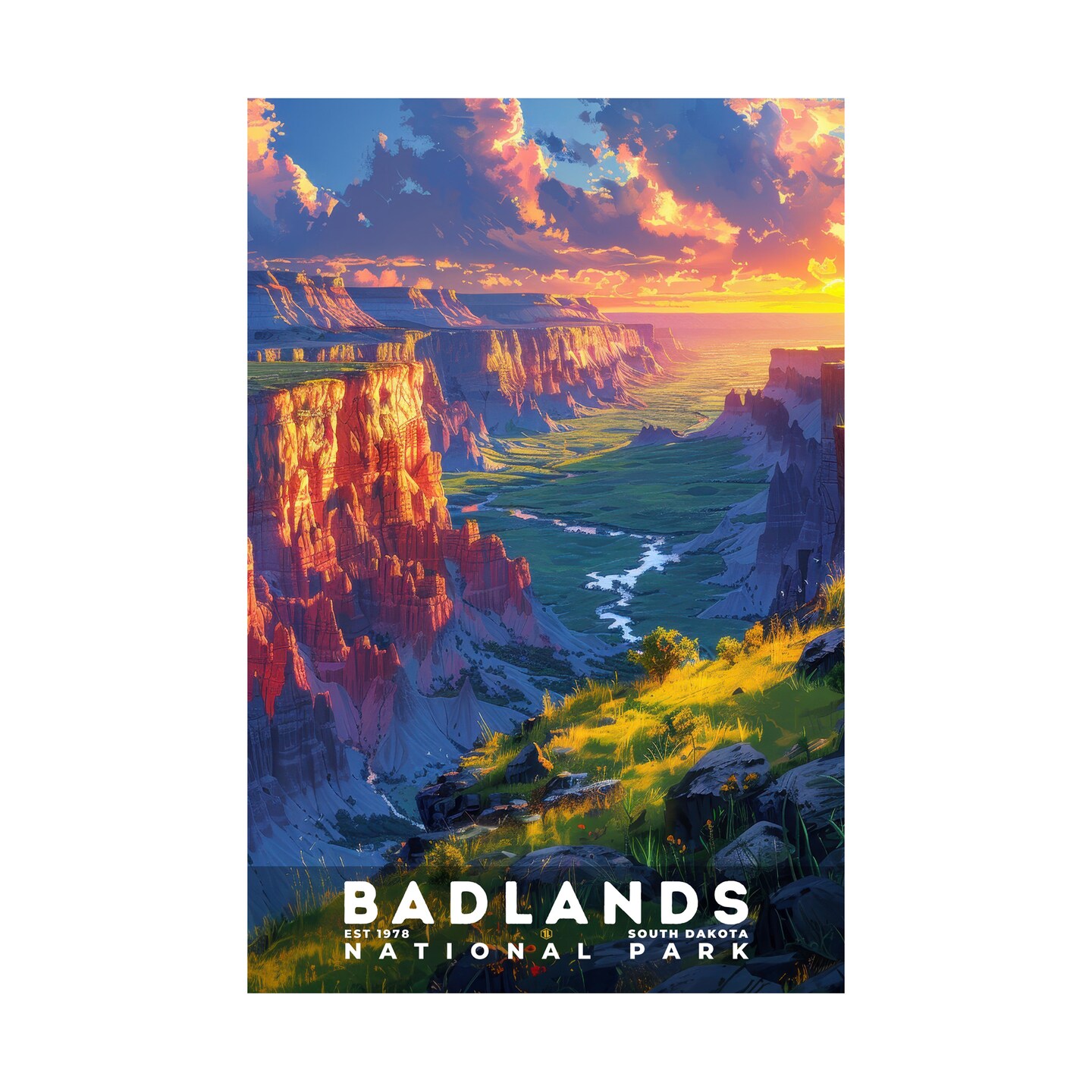 Badlands National Park Poster, Travel Art, Office Poster, Home Decor ...