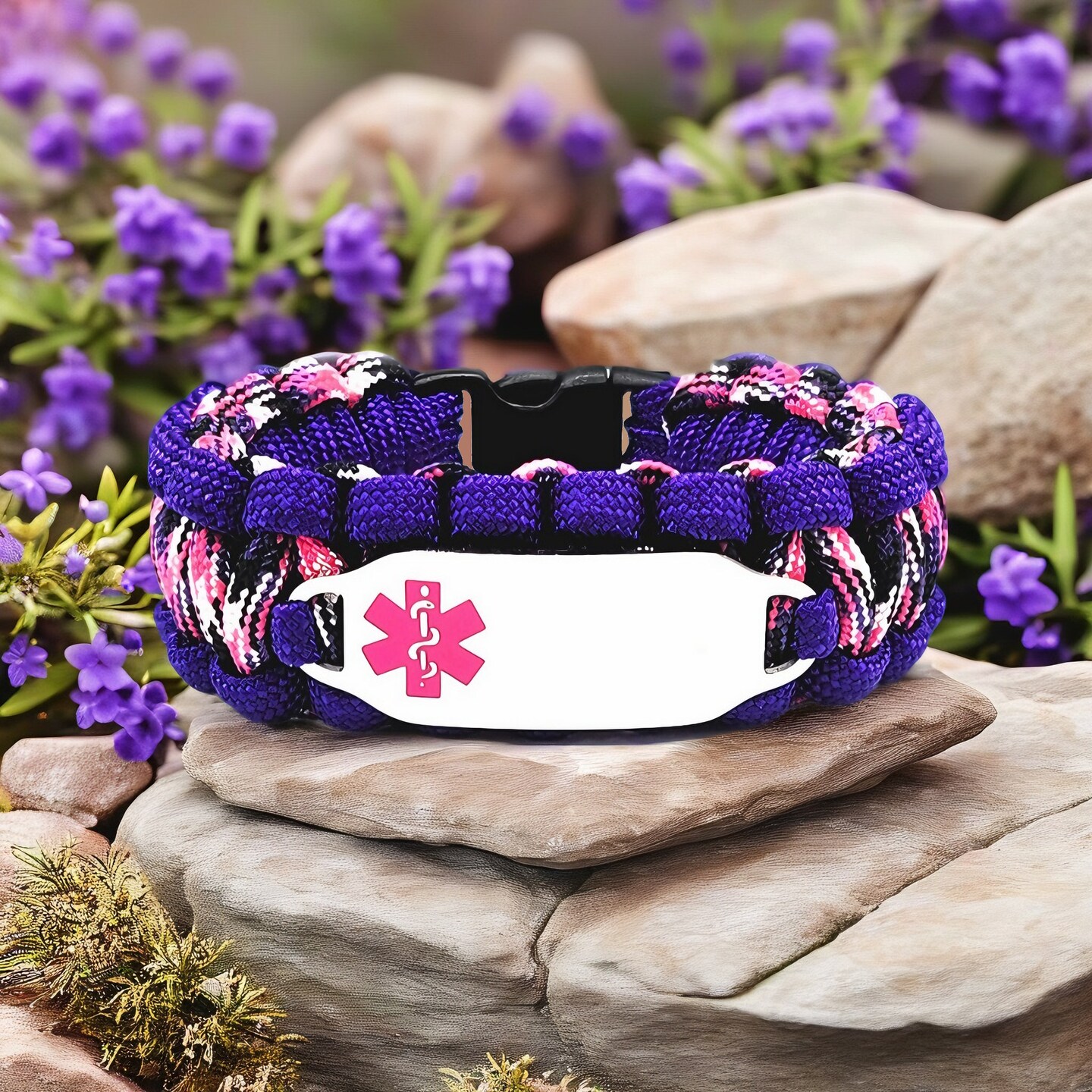550 Paracord Medical ID Bracelet Featuring a Custom Engraved Stainless ...