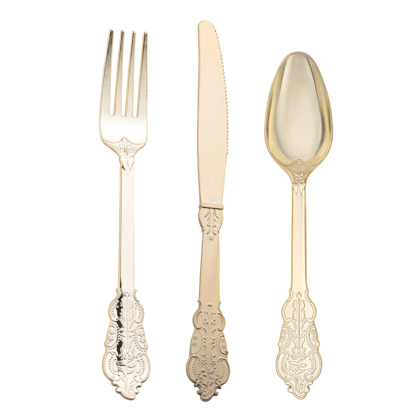 Shiny Metallic Gold Baroque Plastic Cutlery Set (600 Guests) | Michaels