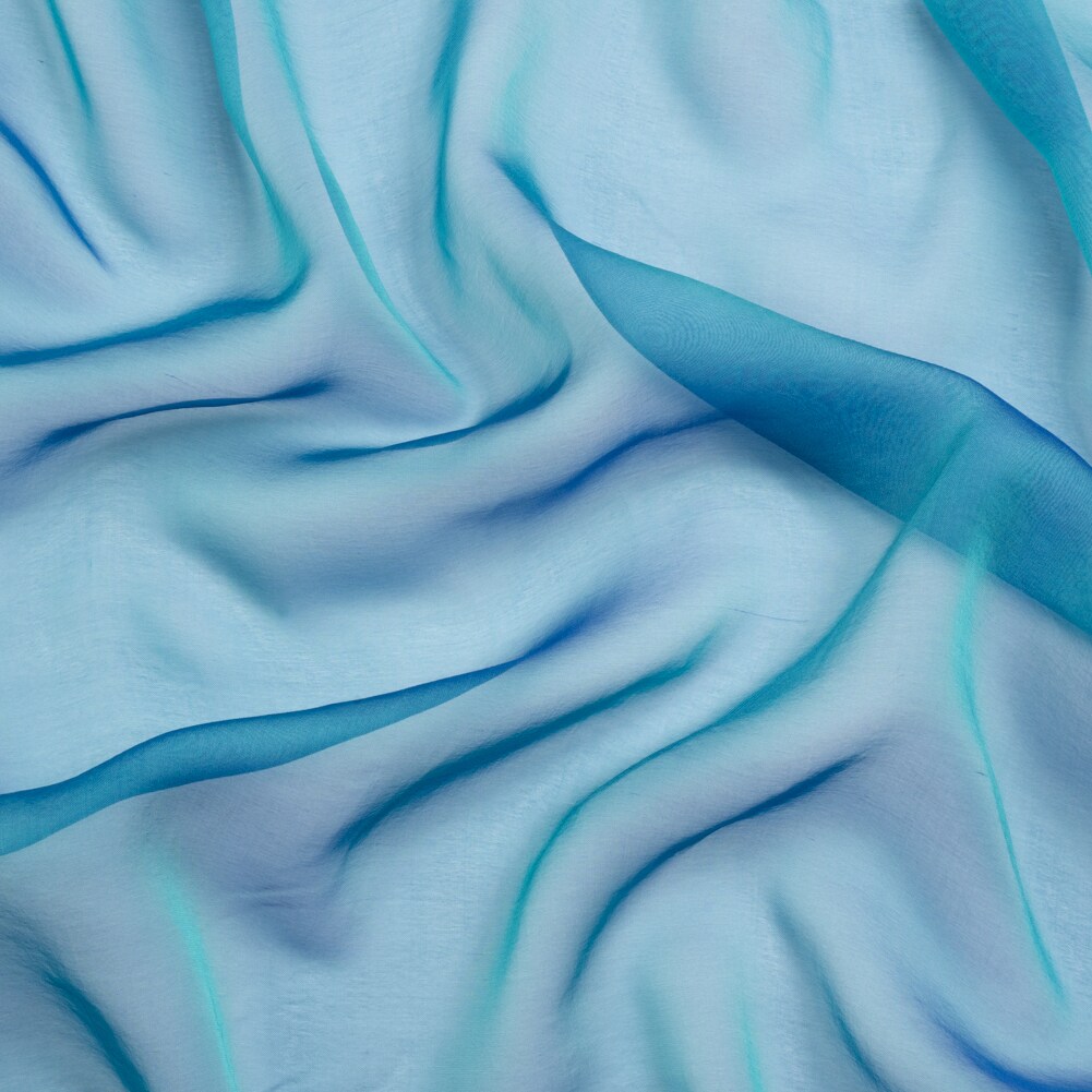 1 Yard Teal Royal Blue Iridescent Silk Voile Chiffon Like Fabric, 54 ...