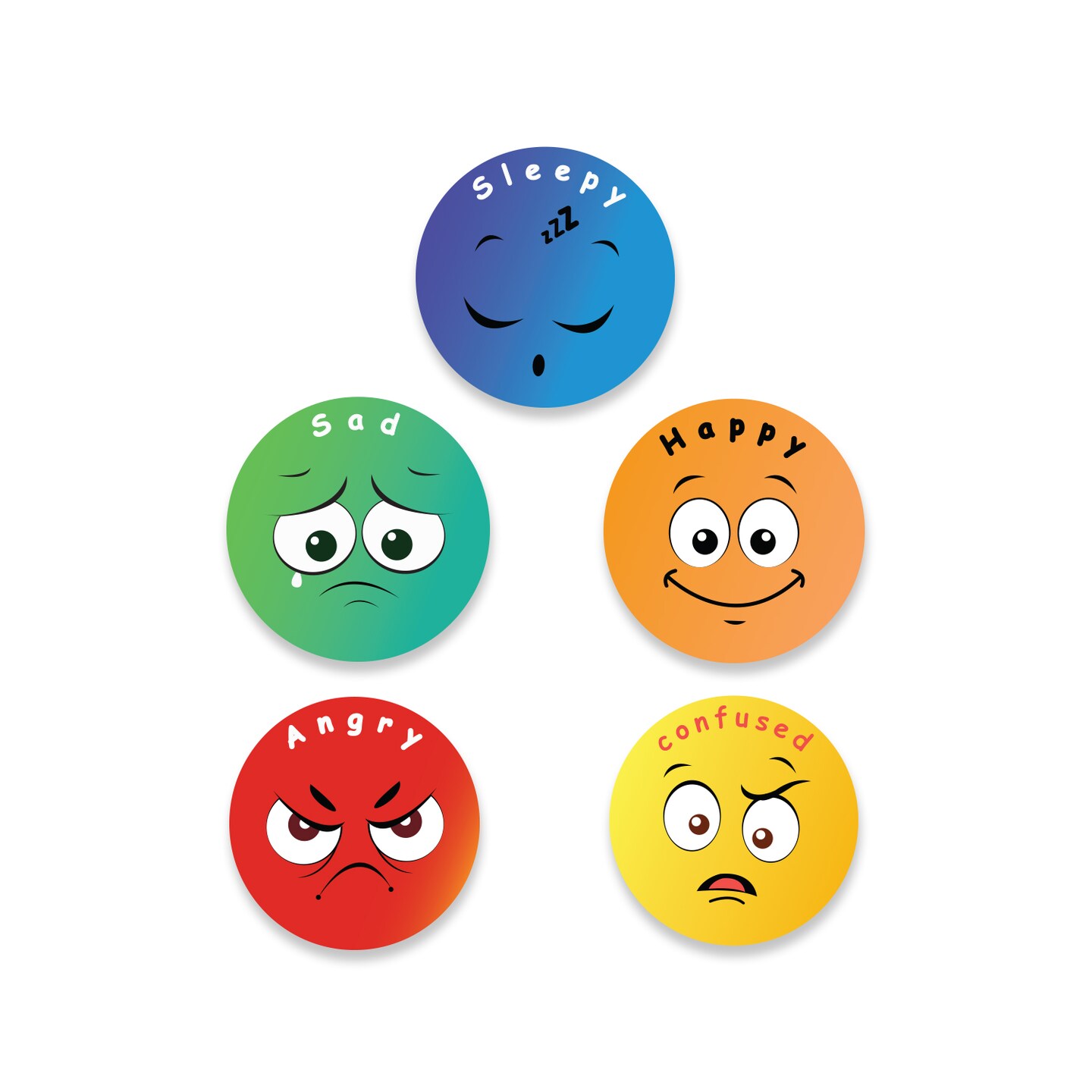 Emotion Face Roll Label Stickers 500 Round Reward Labels (1”, 2”, 3 ...