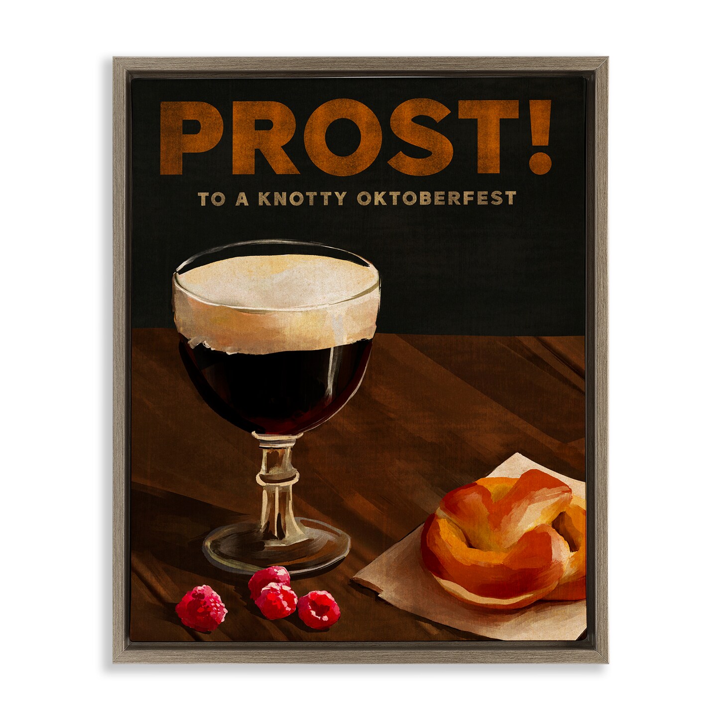 Stupell Industries Prost Beer & Pretzel Framed Floater Canvas Wall Art ...