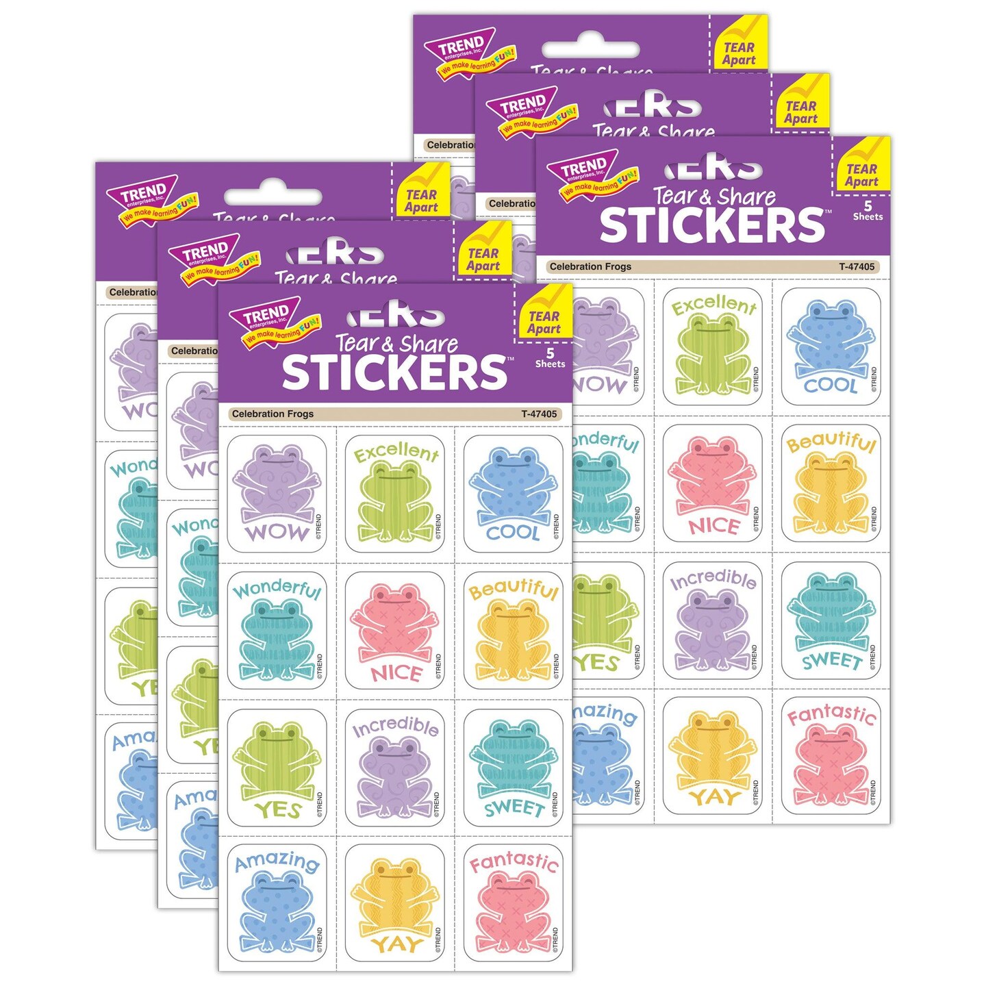 Celebration Frogs Tear & Share Stickers®, 60 Per Pack, 6 Packs | Michaels