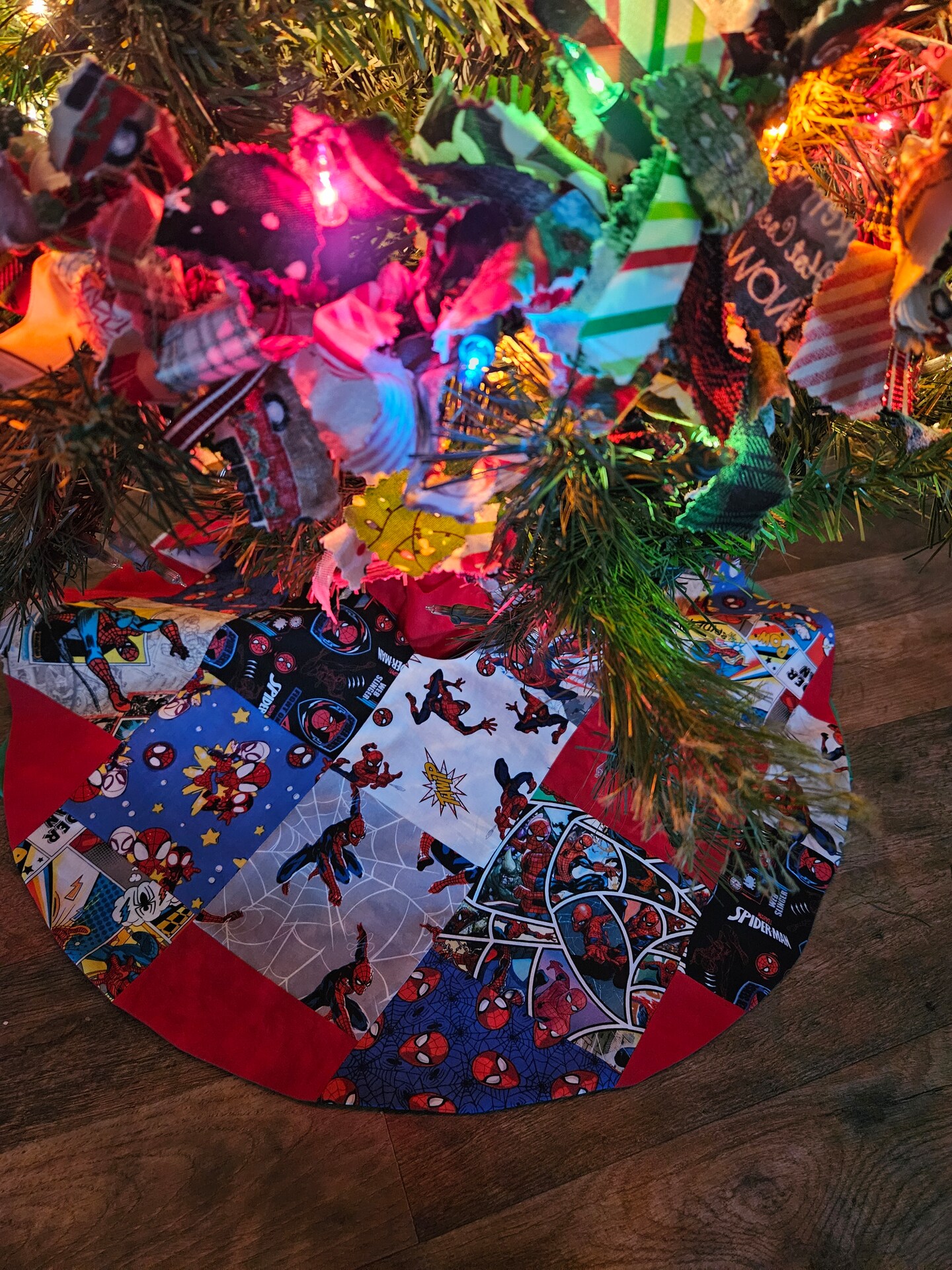 Grandma's Scraps Spider-Man Christmas Tree Skirts | MakerPlace by Michaels