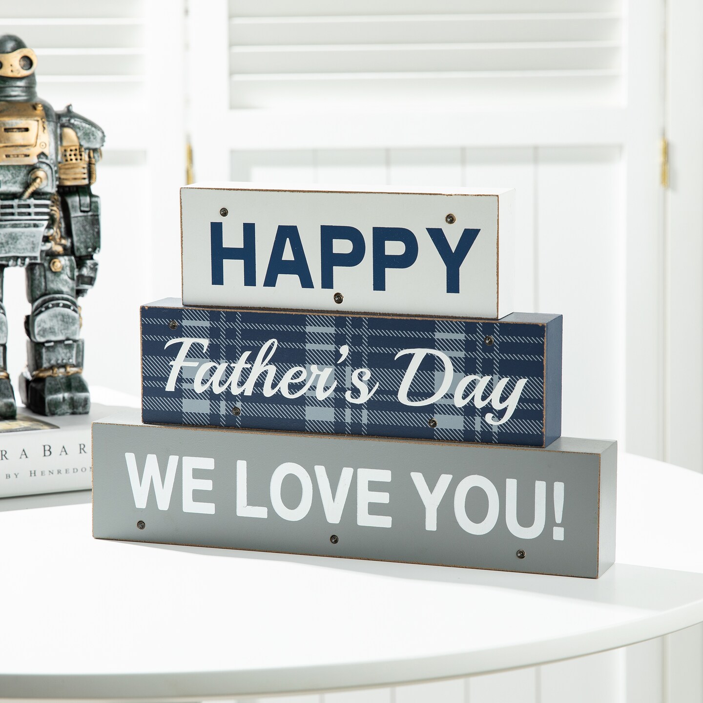 12"L Lighted Wooden Happy Father's Day Block Sign | Michaels