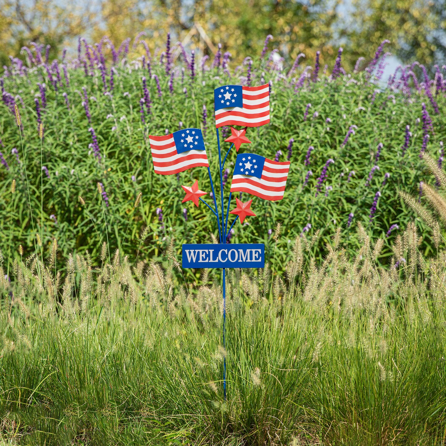 Patriotic/ Americana Metal Rooster/Flags Yard Stake, Color: Flags ...