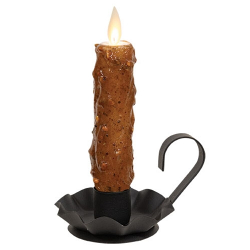 Silicone Dipped Spicy Timer Taper In Black Metal Fluted Base | Michaels