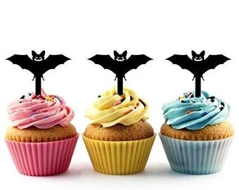 Flying Bat Halloween Silhouette Acrylic Cupcake Toppers 12 pcs | Michaels