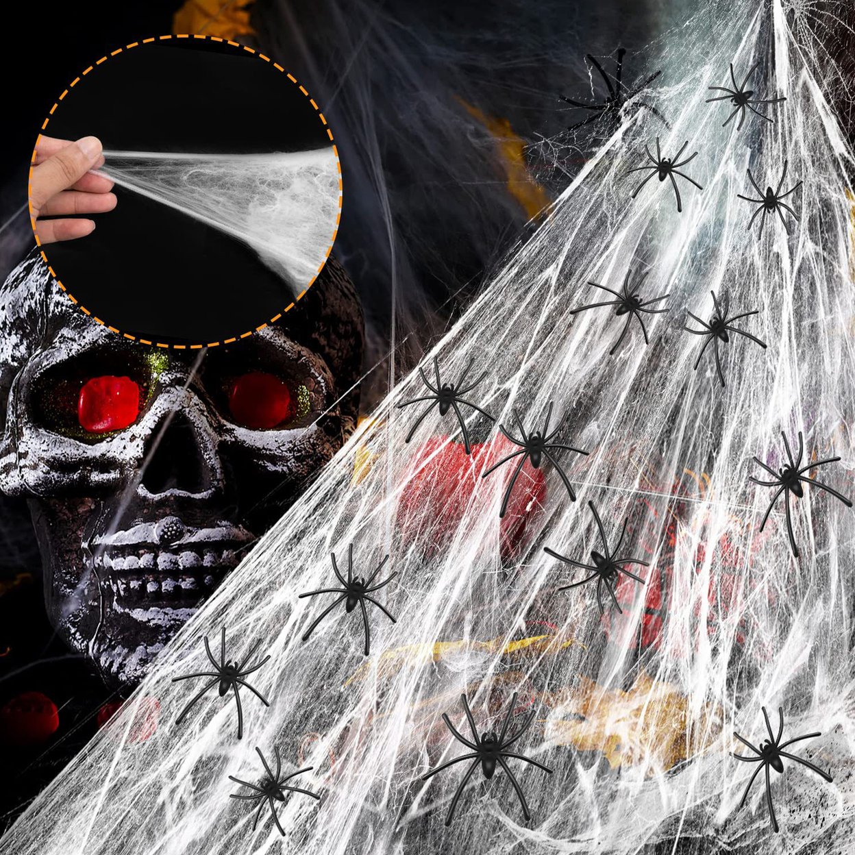 1 Set Halloween Spider Web With Fake Spiders Extra Large Realistic ...