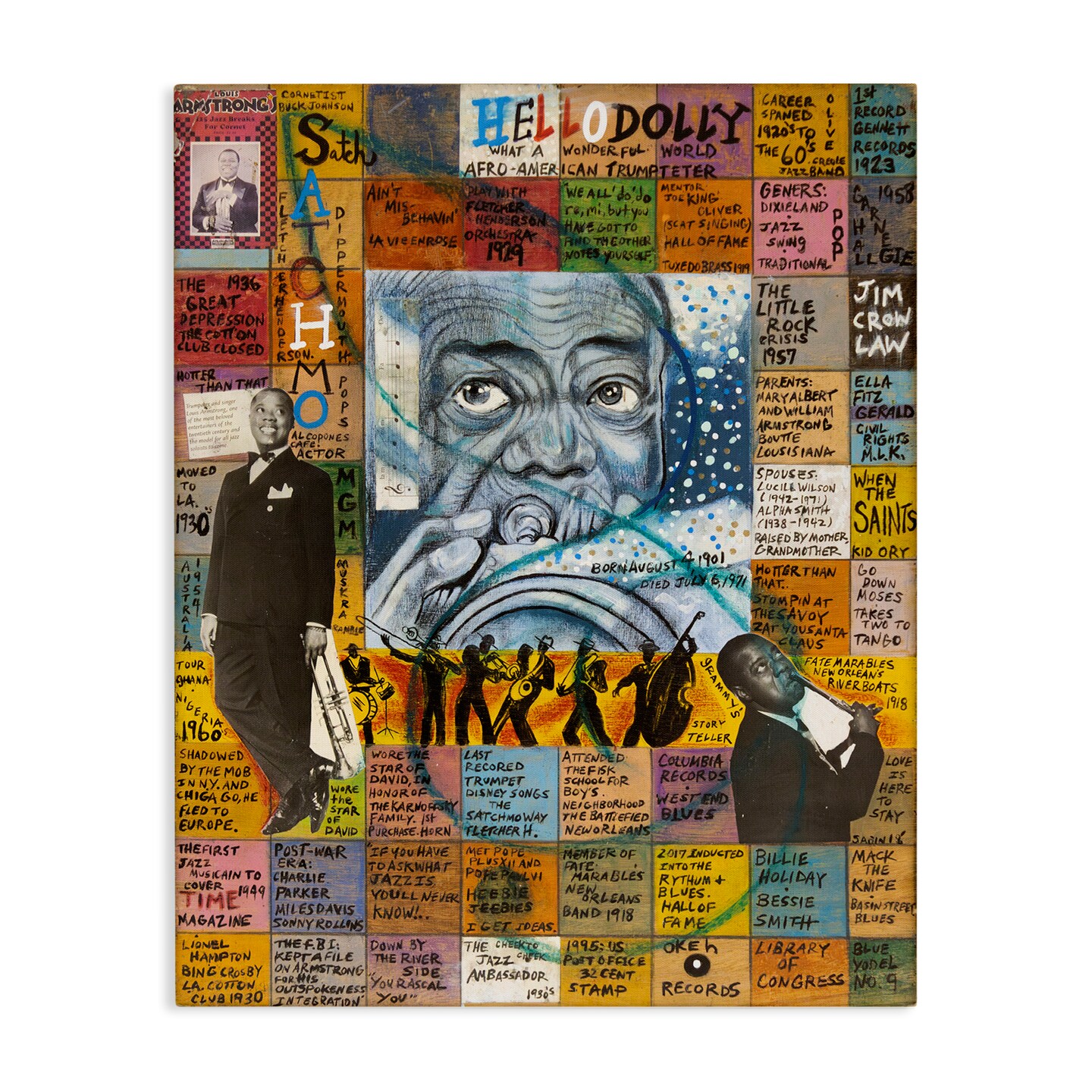 Stupell Industries Louis Armstrong Collage Canvas Wall Art Design by ...