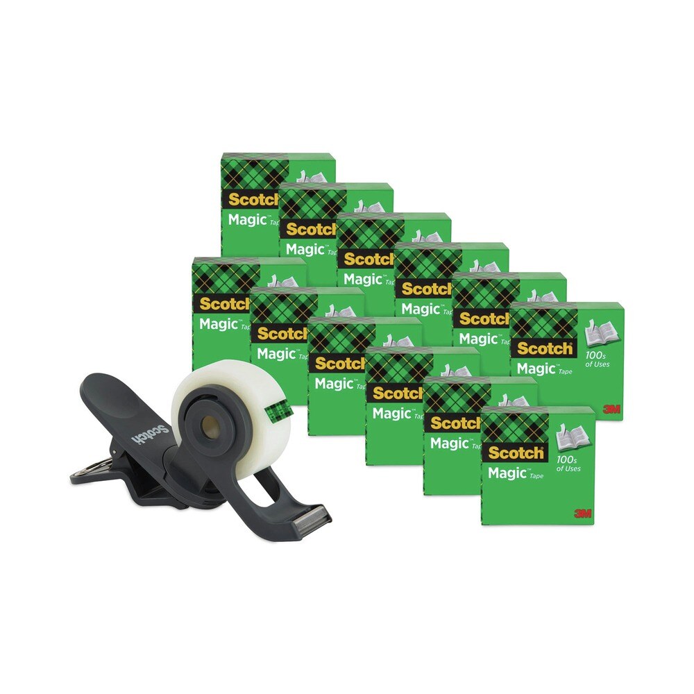 Scotch 1 in. Core Plastic Clip Dispenser Value Pack - Charcoal (12/Pack ...