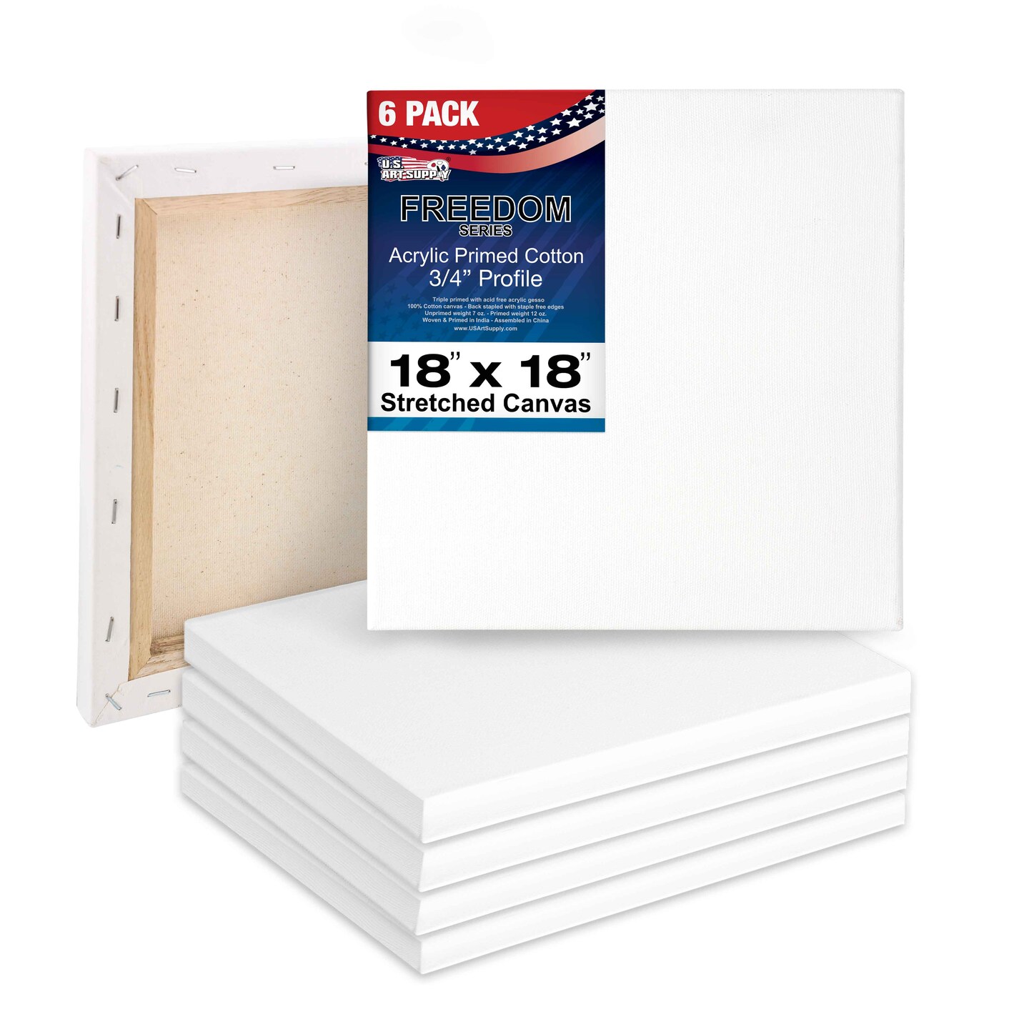 18 x 18 inch Stretched Canvas 12-Ounce Triple Primed, 6-Pack ...