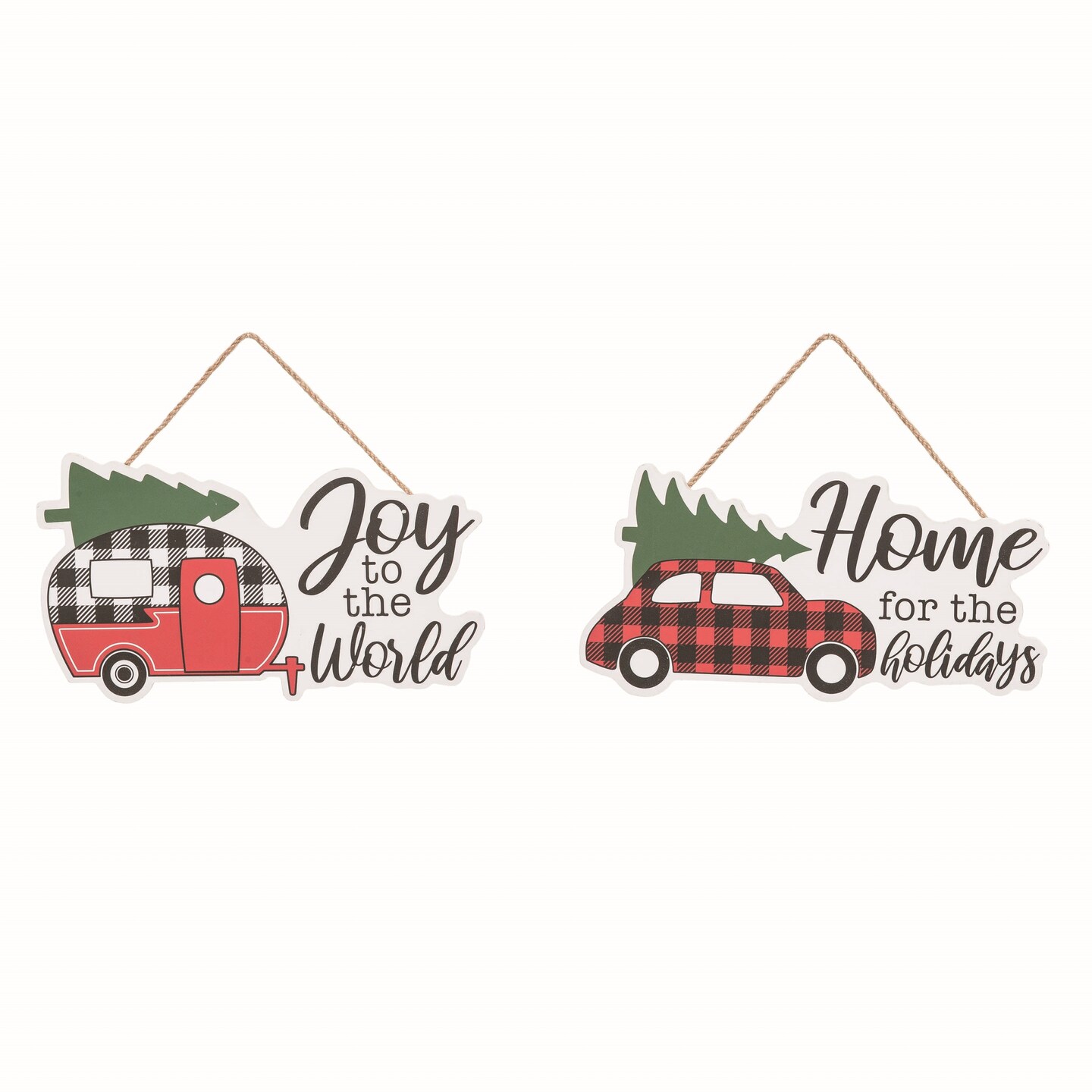 Transpac MDF Christmas Tree Wall Decor Set of 2, Multicolor Wood Wall Art for Christmas Home ...