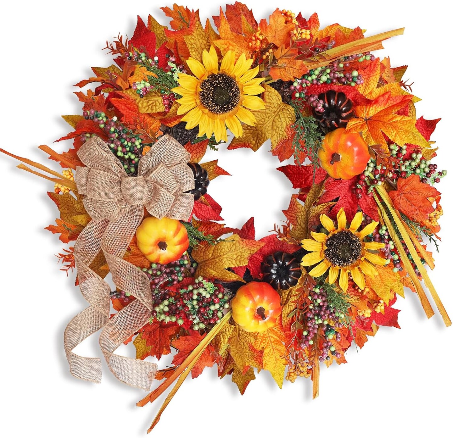 Fall Sunflower Wreaths with Pumpkins Maple Leaves Bows | Michaels