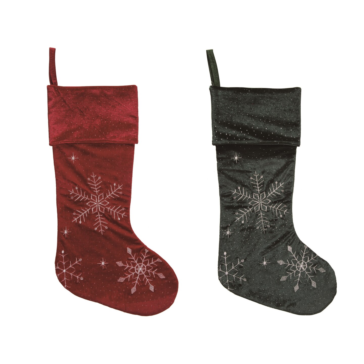 Velvet Finish Stocking Set of 2 Christmas Decorations, Color: Multi ...