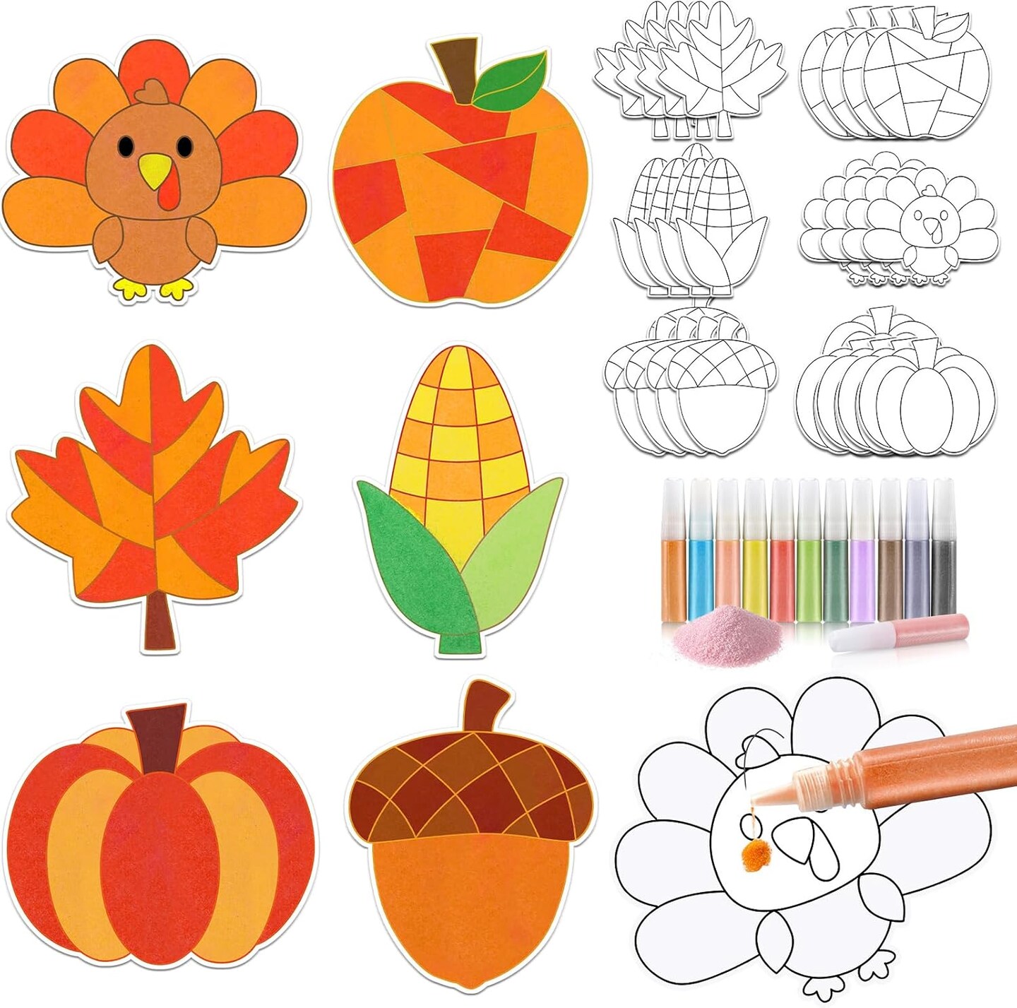 24 Sets Fall Sand Art Crafts for Kids Autumn Maple Leaf Pumpkin | Michaels