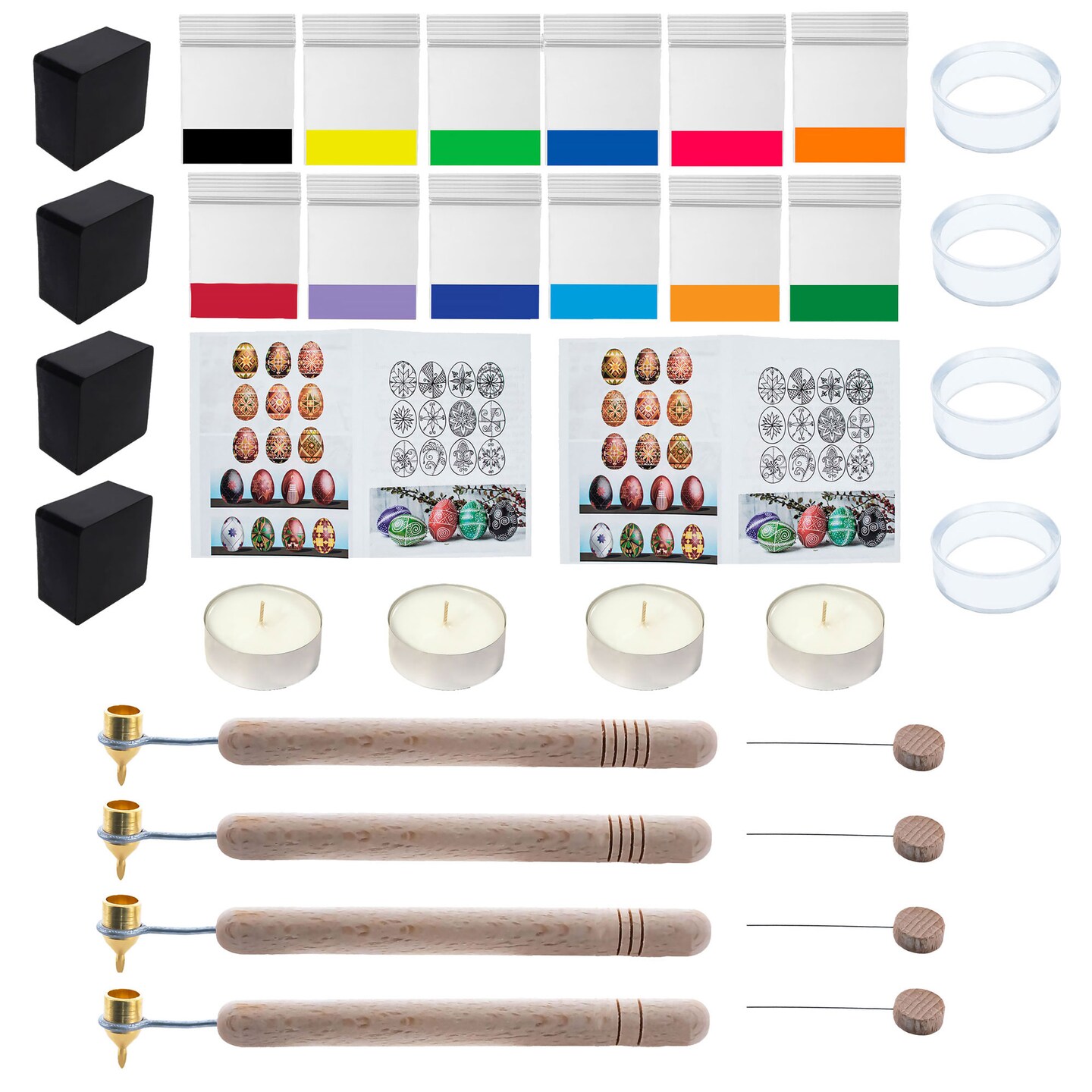 4 Kistka Pens, 12 Dyes, 4 Beeswax, 4 Stands, 4 Wires, 4 Candles, 2 ...