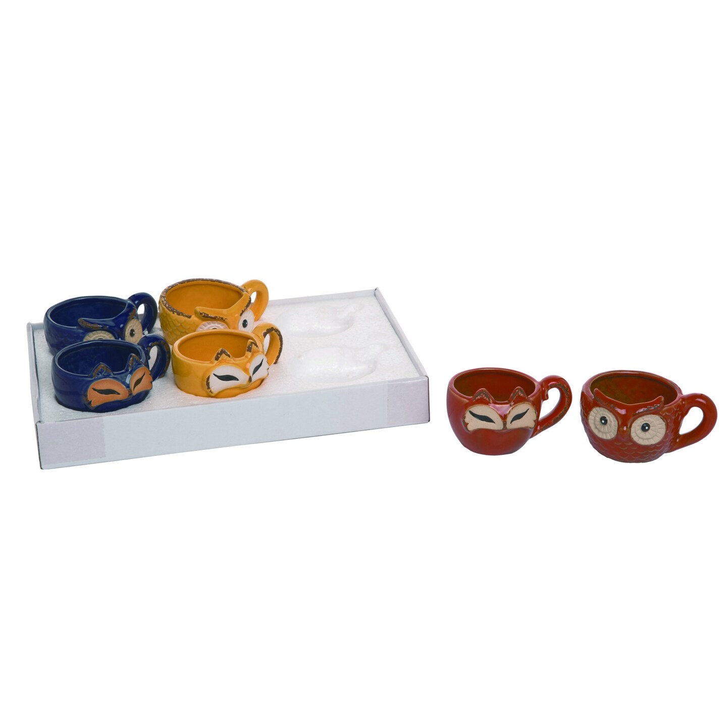 Transpac Ceramic Multicolor Spring Woodland Owl & Fox Planters Set of 6 ...