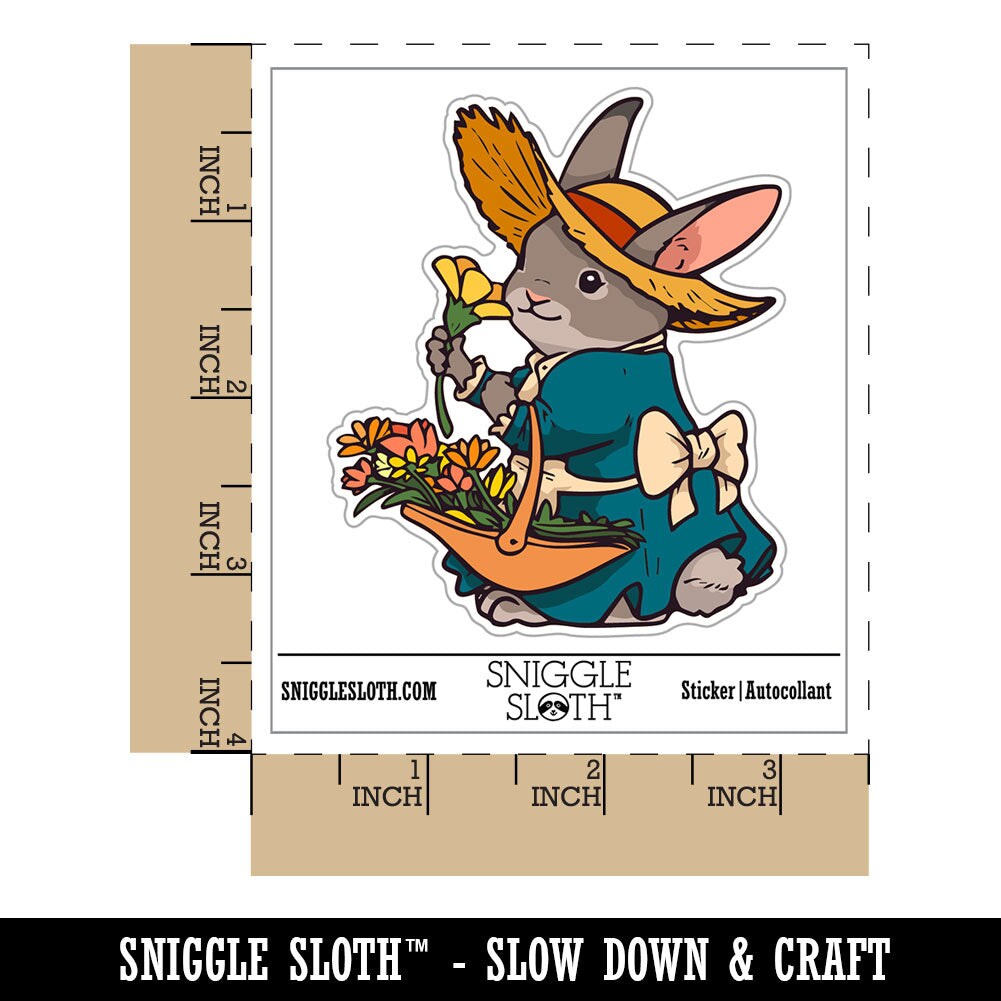 Water Bottle Sticker Set Bunny Rabbit Flower Basket Dress Sun Hat Cute ...