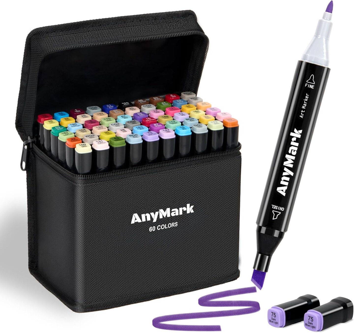 60 Colors Dual Tip Art Coloring Markers Set | Michaels