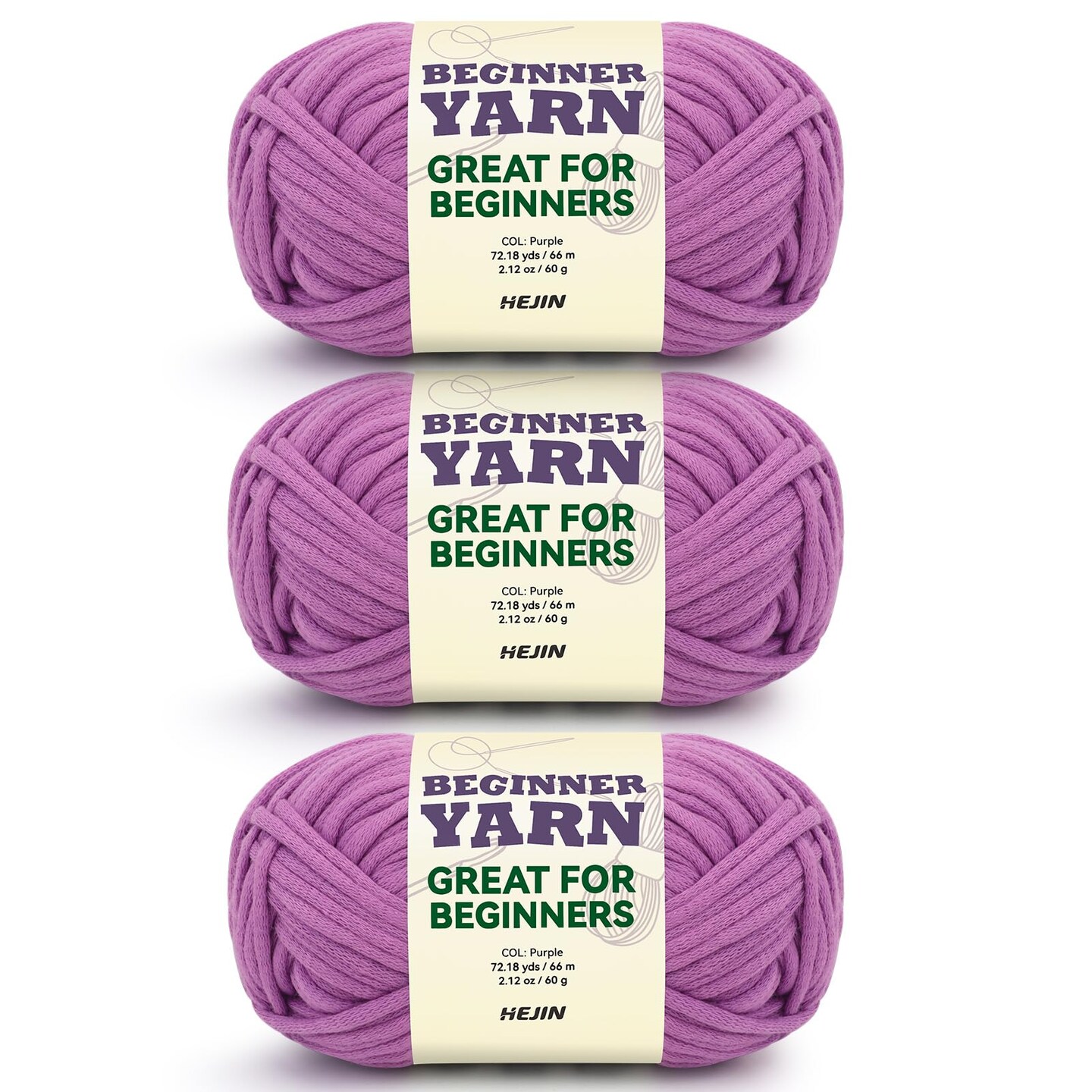 3x60g Purple Yarn for Crocheting and Knitting;3x66m (72yds) Cotton Yarn ...