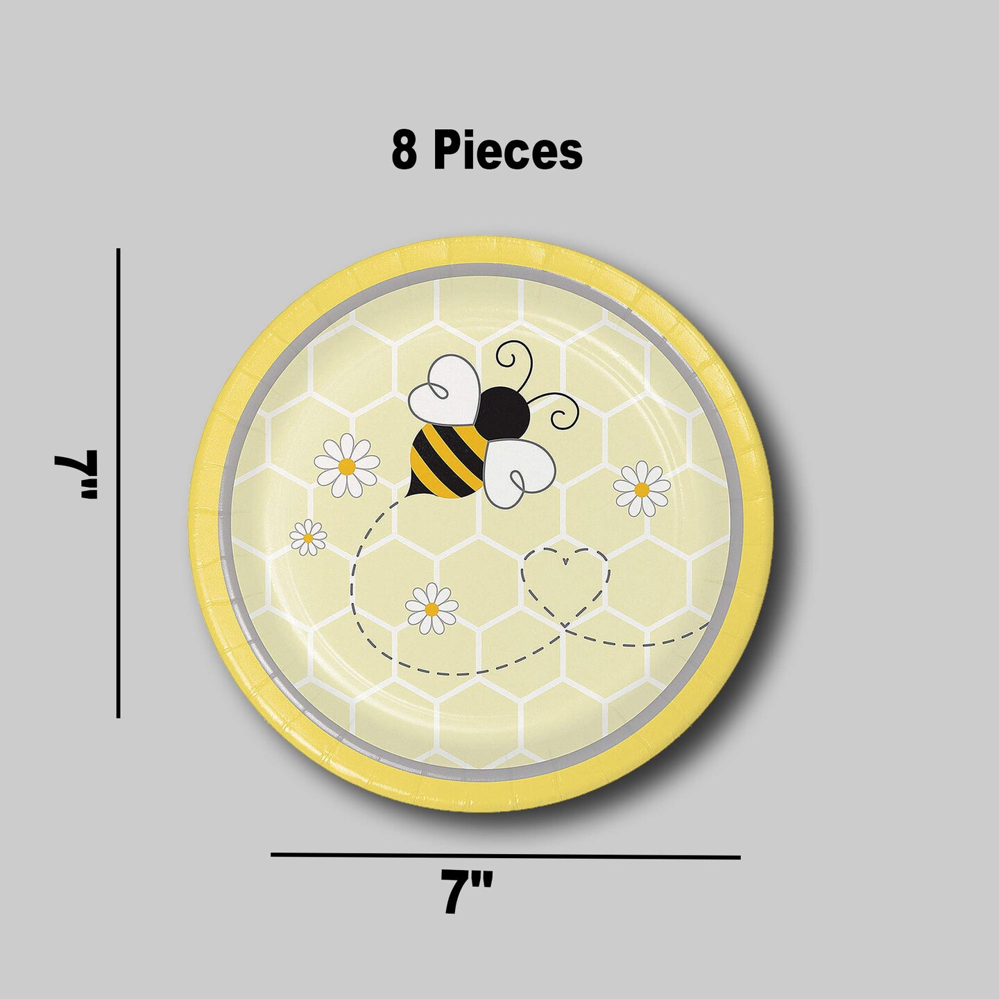 8 Ct Bumblebee Party Round Paper Dessert Plates 7" Disposable Plates ...