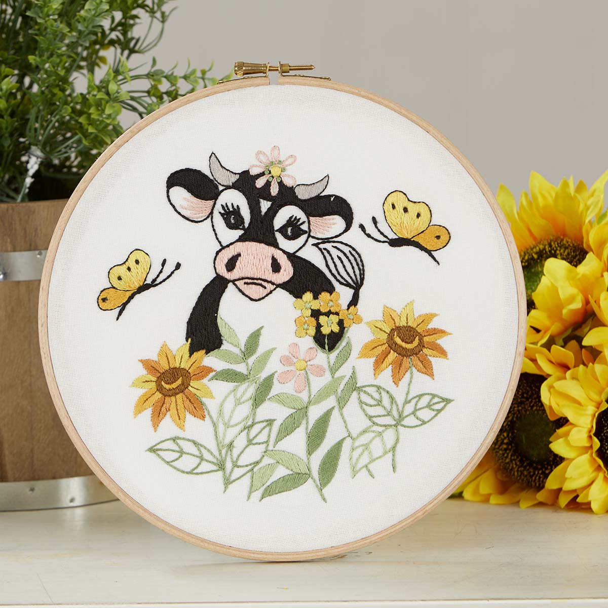 Herrschners On The Farm Cow Hoop Stamped Embroidery Kit | Michaels