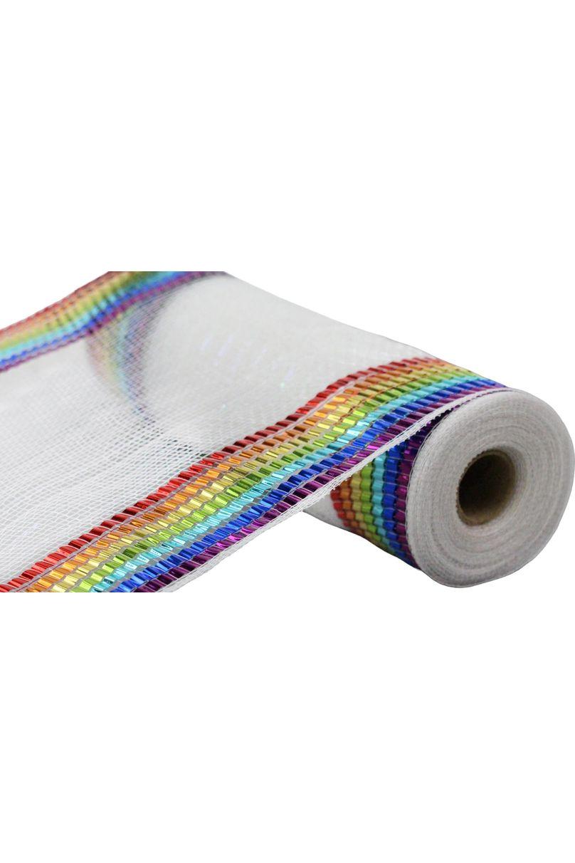 10" Metallic Foil Border Mesh Ribbon: Rainbow (10 Yards) | Michaels