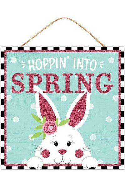 10" Wooden Sign: Hoppin Into Spring | Michaels