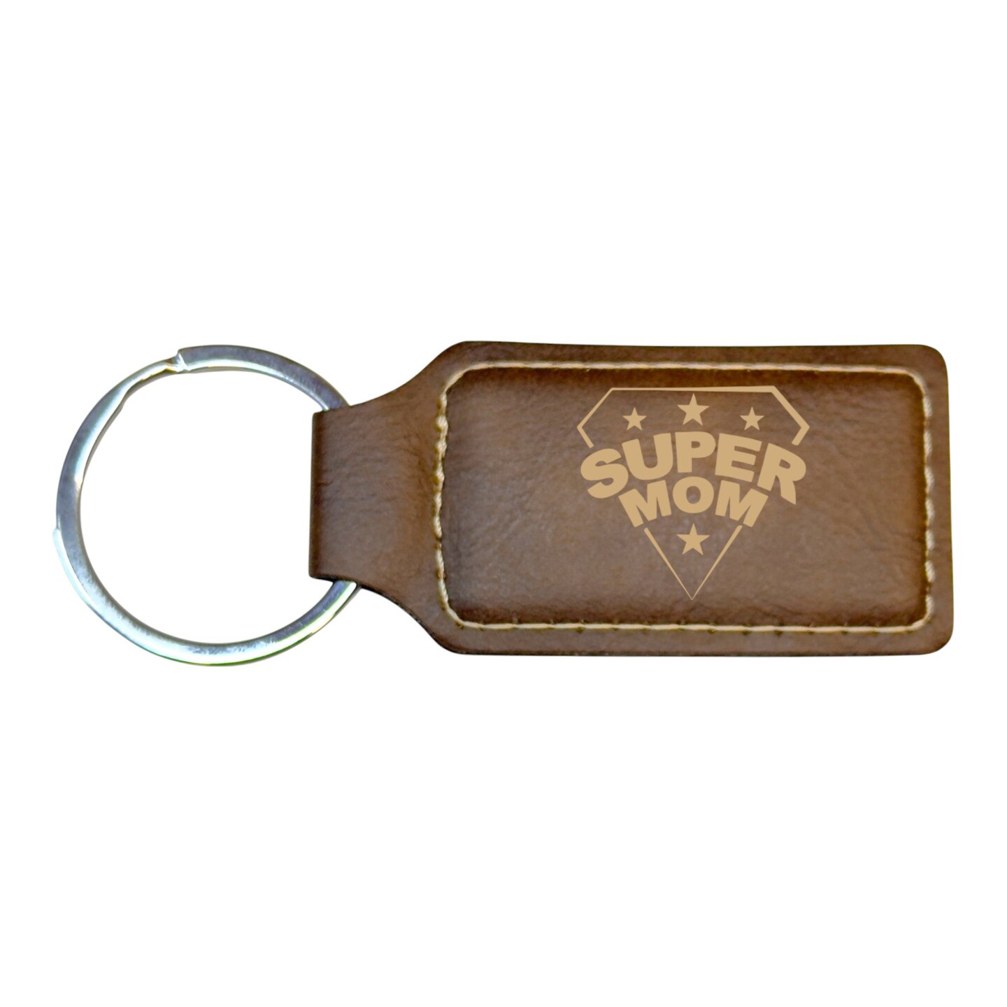 Keychain - Rectangle - Super Mom - Leather | Michaels