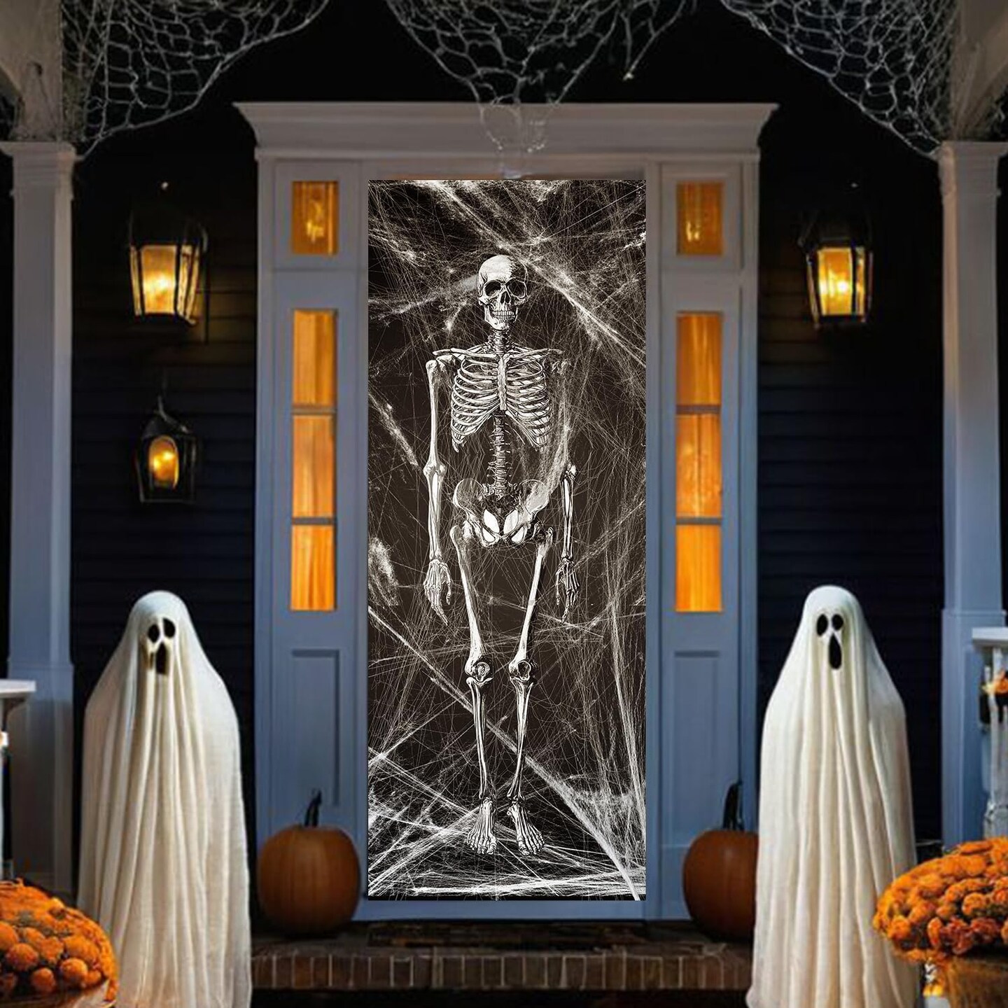 3D Skeleton Door Cover Halloween Door Decorations (White) 10 x 5 x 0.5 ...