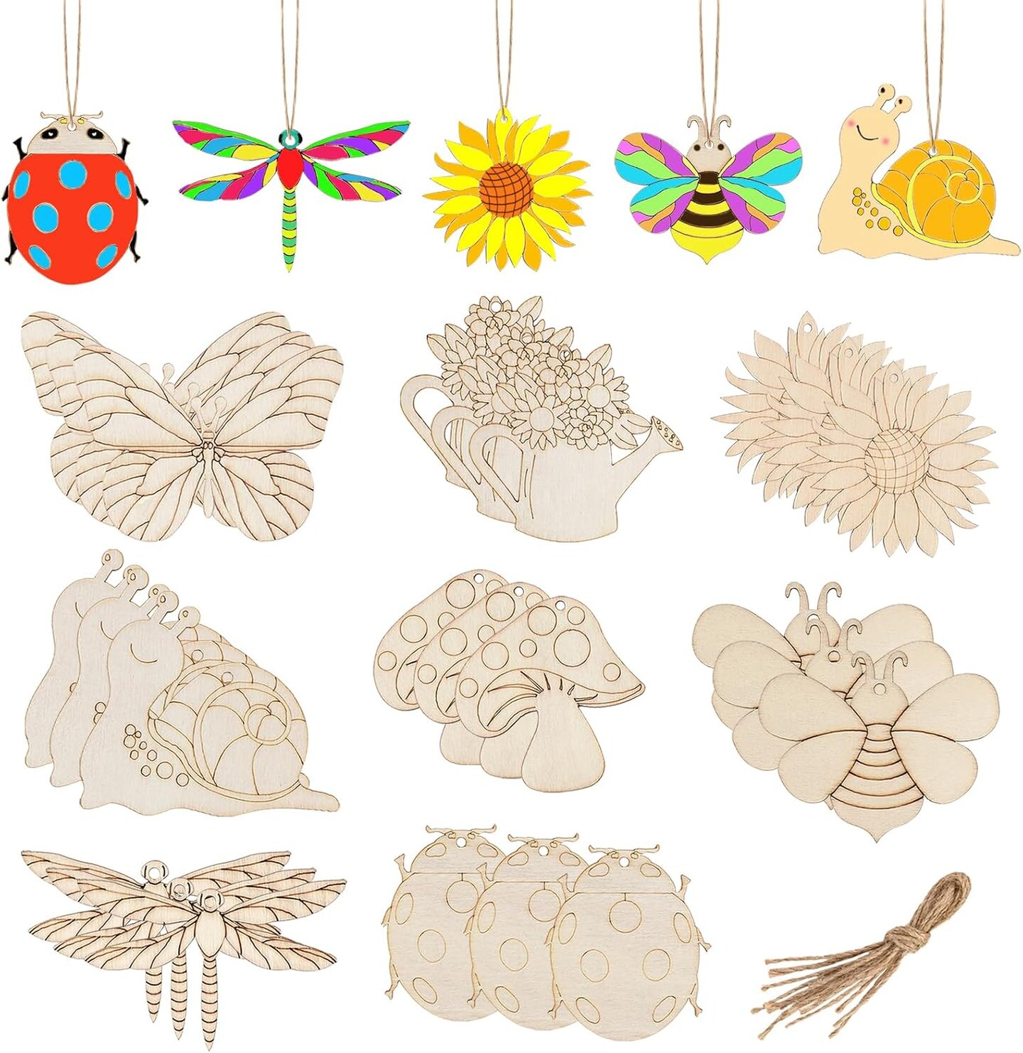 24PCS Spring Crafts for Kids, Wooden Spring Ornaments to Paint, 8 ...