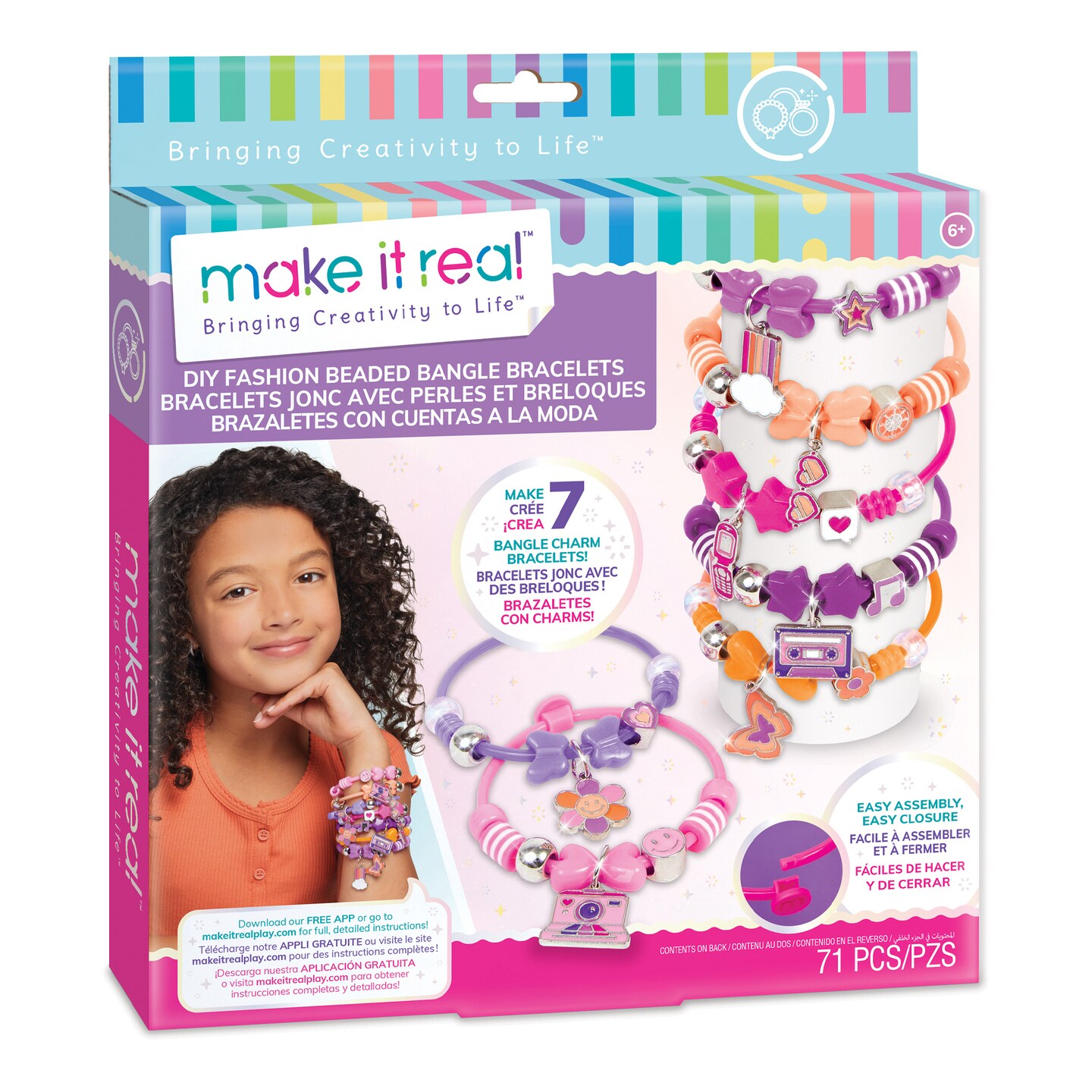 Make It Real: DIY Fashion Beaded Bangle Bracelets Kit, 71 Pieces | Michaels