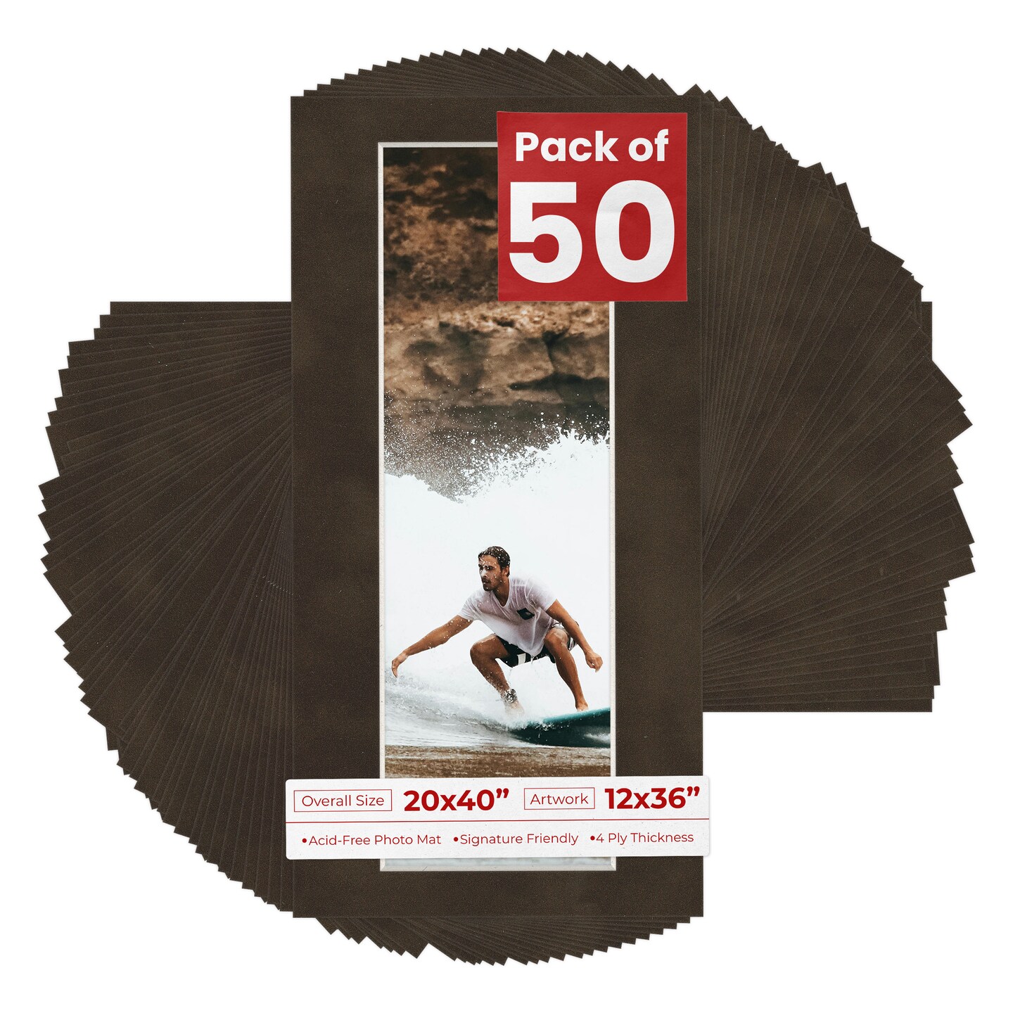 Brown Suede Mat Board for 20x40 Frames - Fits 12x36 Photos, Color ...