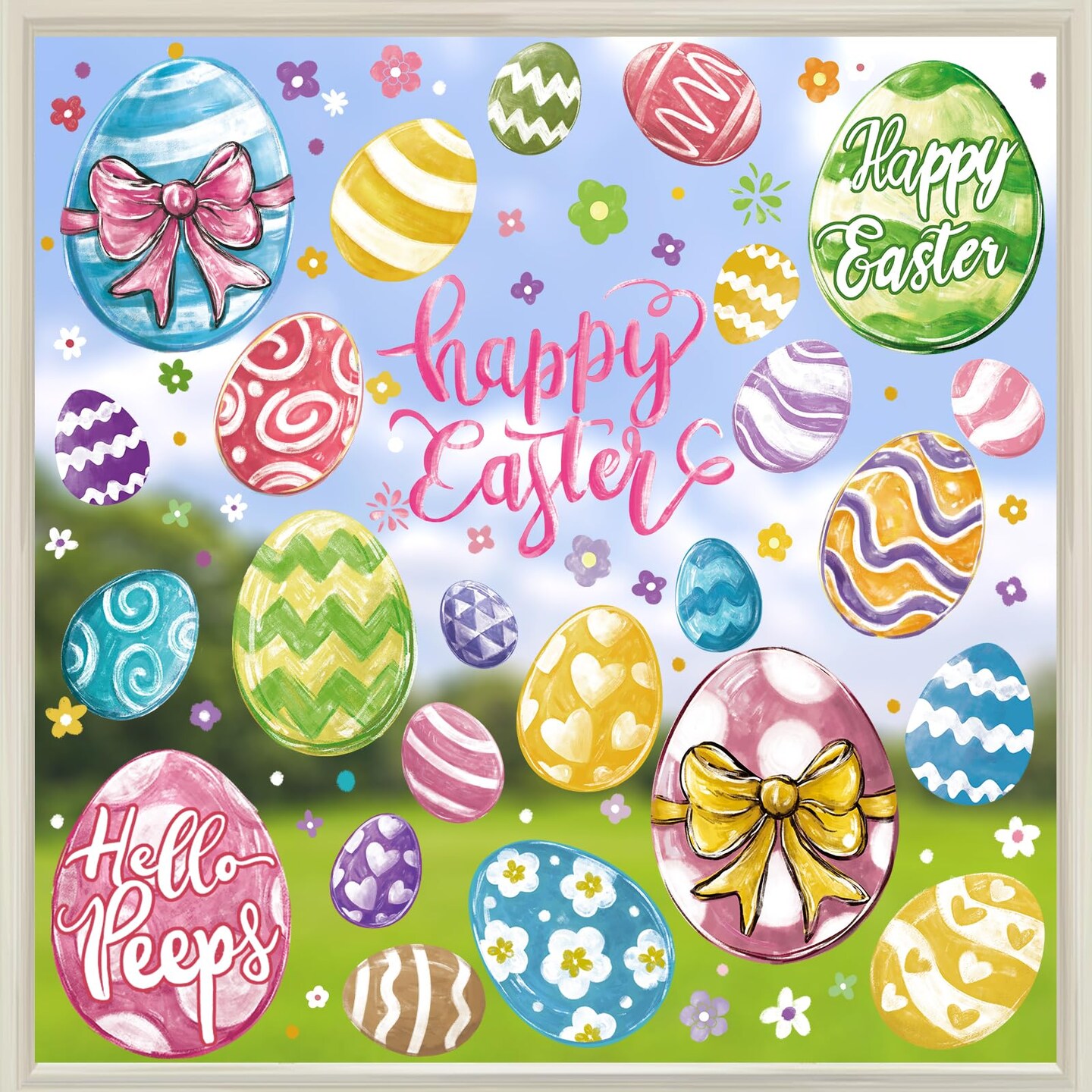 DIYDEC 6 Sheets Easter Window Clings Large Easter Eggs Window Decals ...