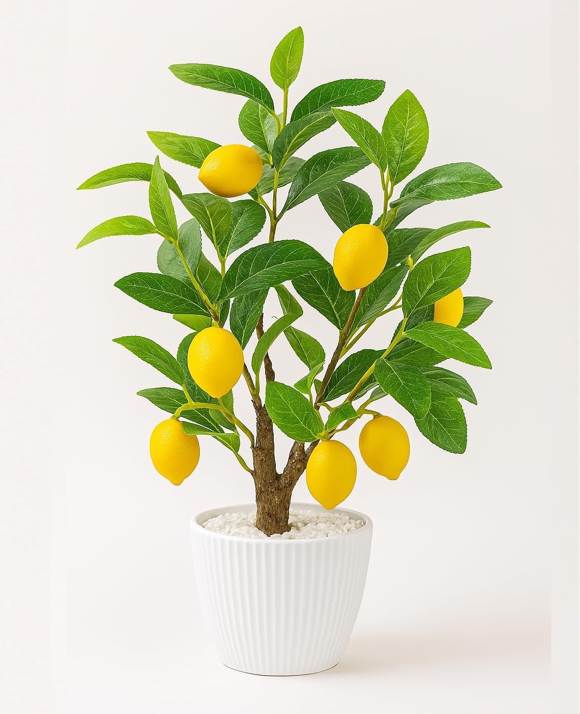 Artificial Lemon Tree with White Pot – 18” Lifelike Faux Citrus Plant ...
